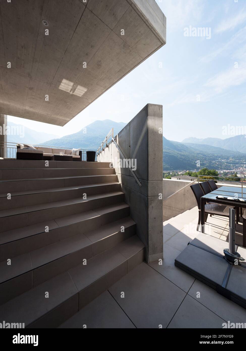 Closeup concrete steps in modern villa. noboty inside Stock Photo - Alamy