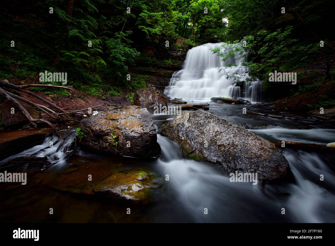 Water fall on the Decew river just below the main Decew Falls in St ...