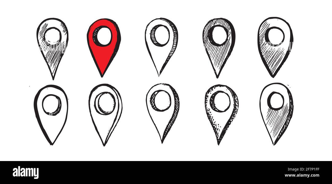 Map pointer vector hand drawn illustration Stock Photo - Alamy