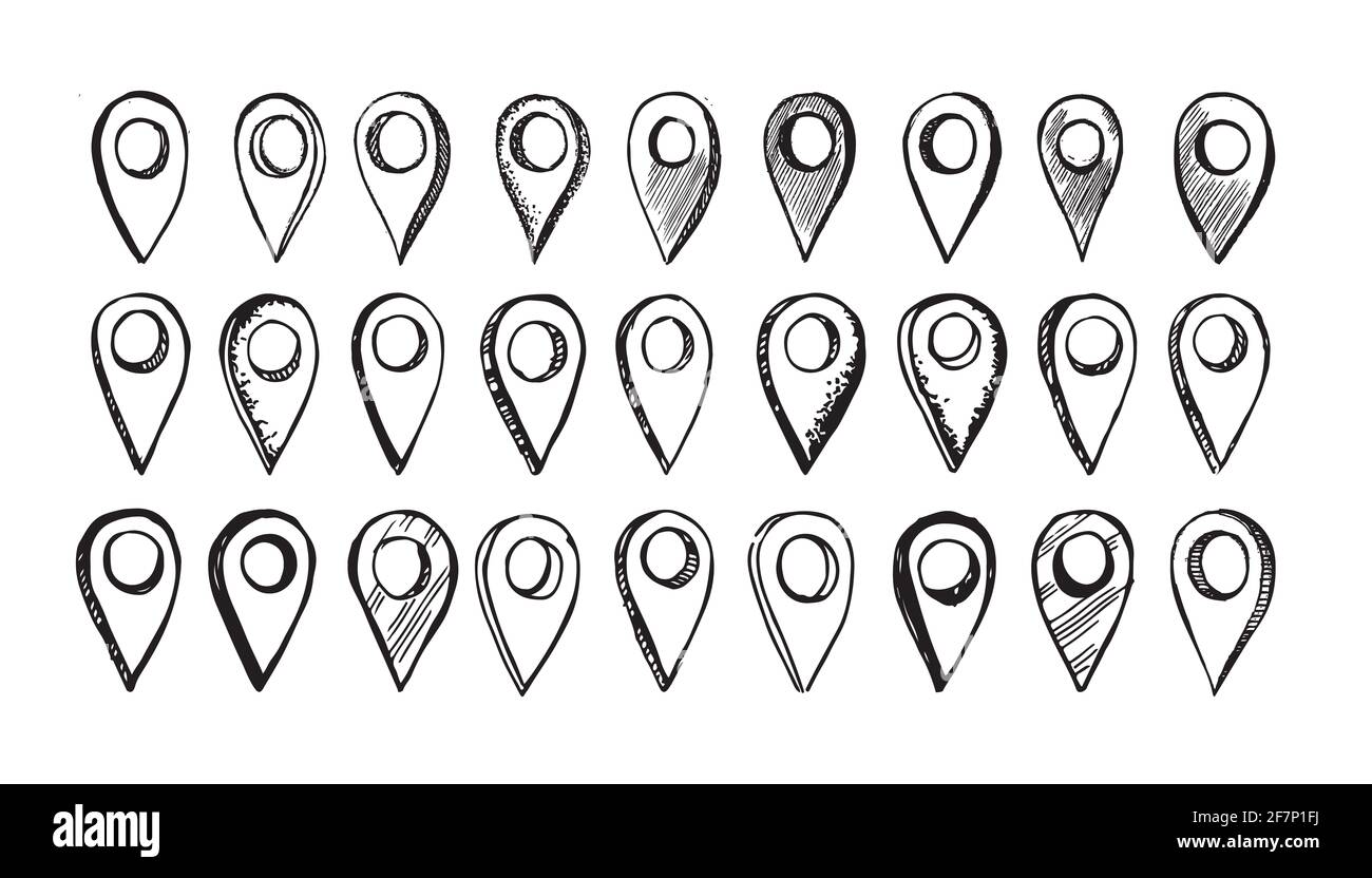 Map pointer vector hand drawn illustration Stock Photo - Alamy