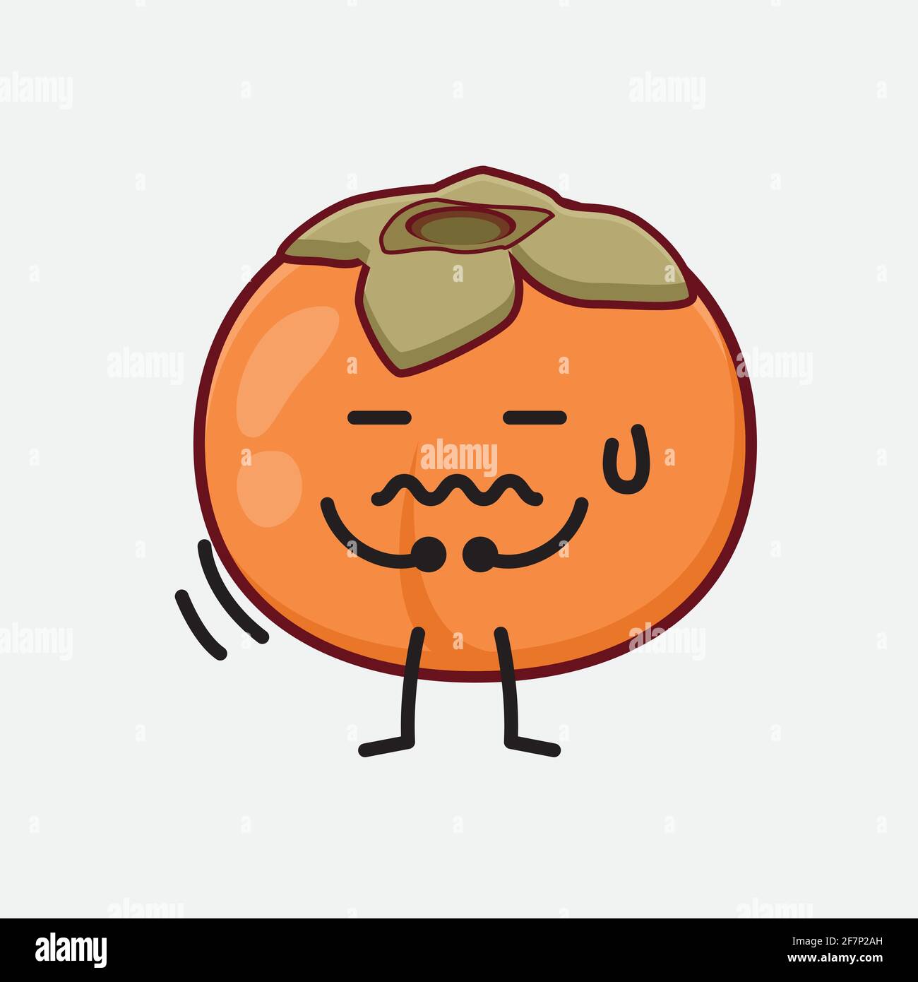 Vector Illustration of Persimmon Character with cute face, simple hands ...