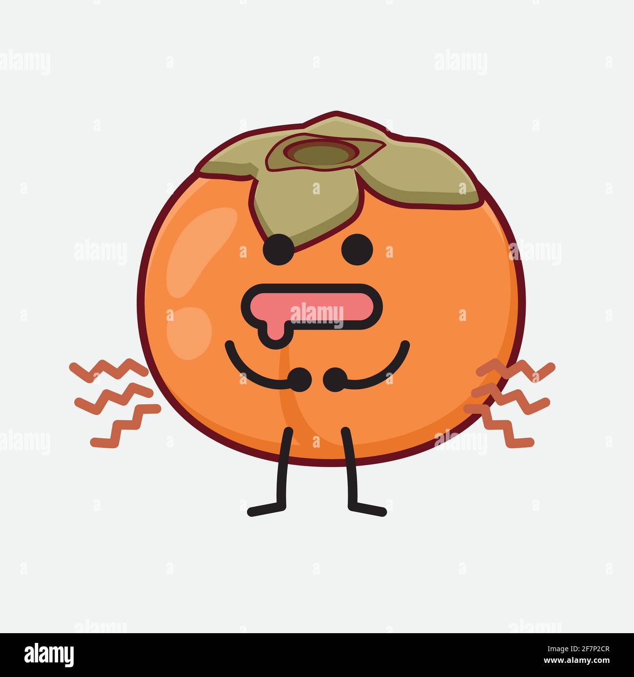 Vector Illustration of Persimmon Character with cute face, simple hands ...
