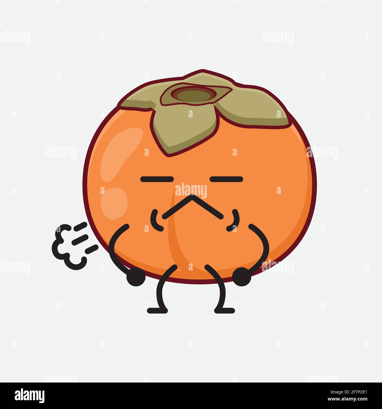 Vector Illustration of Persimmon Character with cute face, simple hands ...