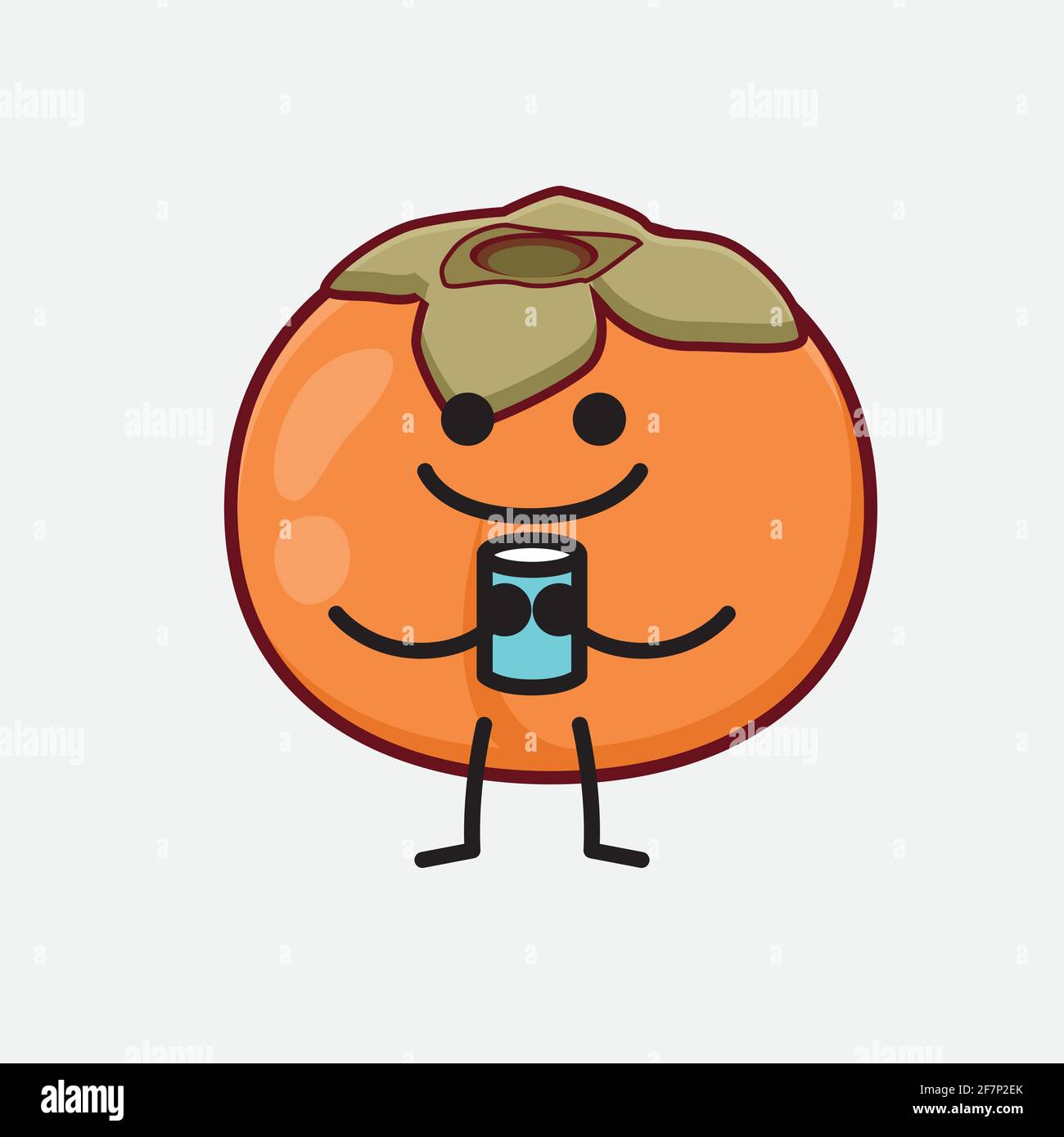 Vector Illustration of Persimmon Character with cute face, simple hands ...