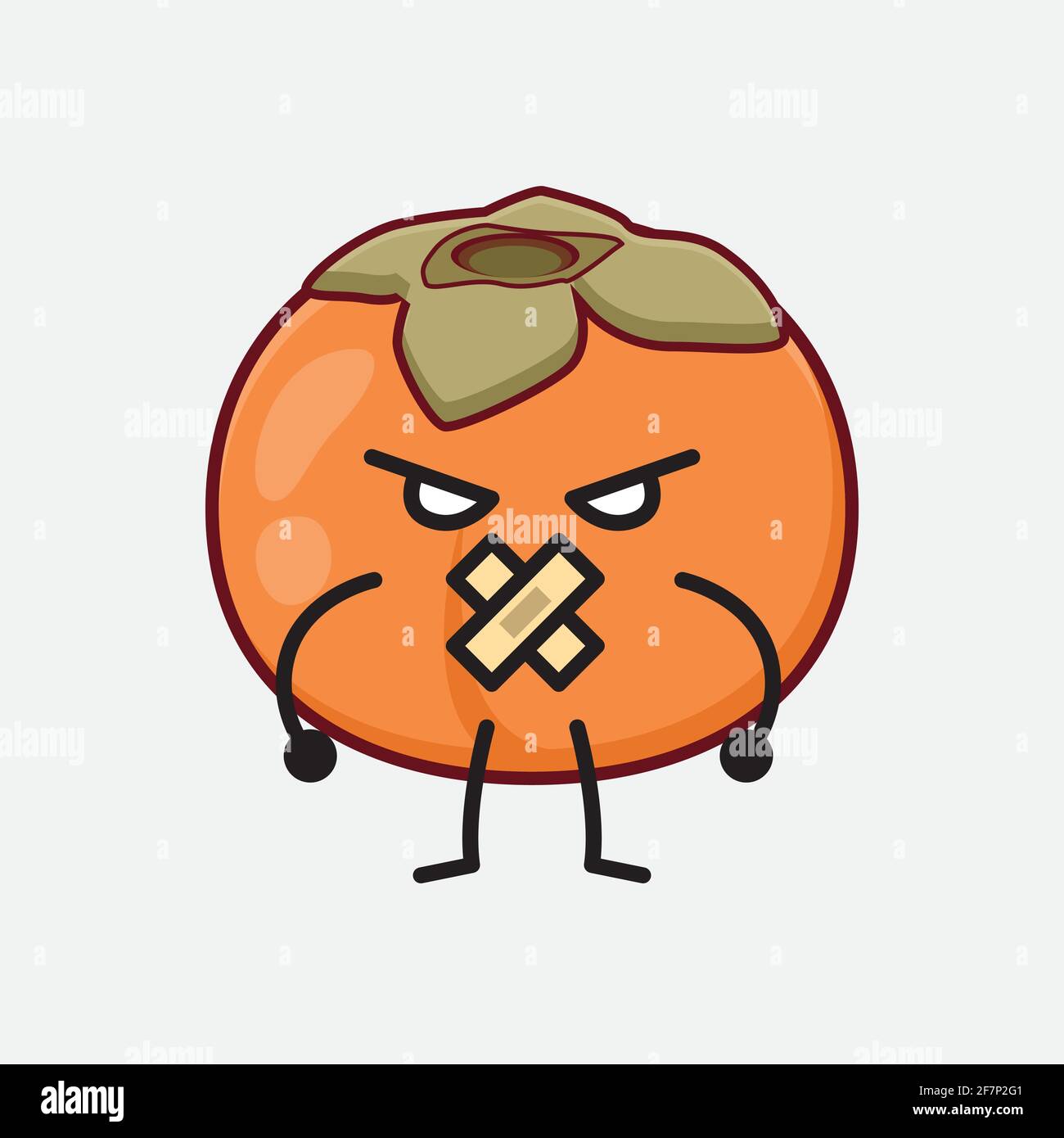 Vector Illustration of Persimmon Character with cute face, simple hands ...
