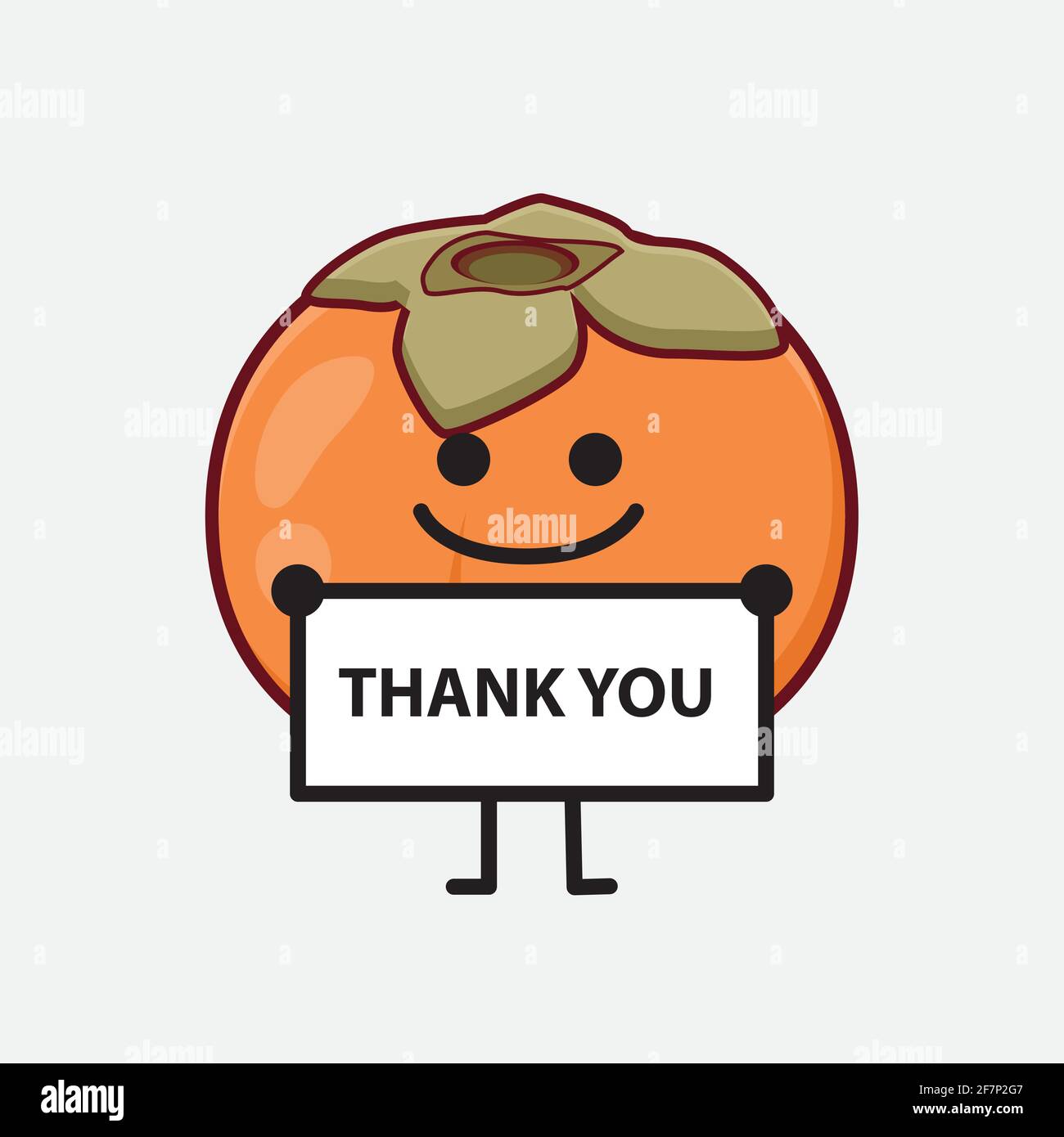 Vector Illustration of Persimmon Character with cute face, simple hands ...