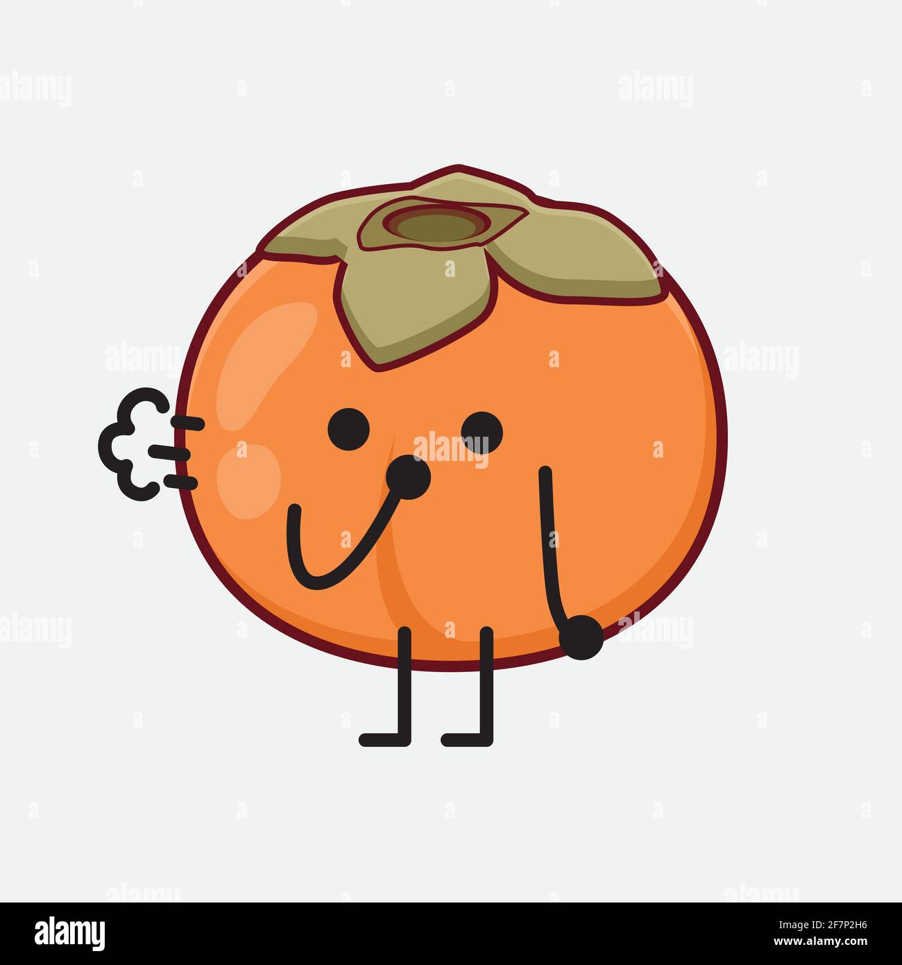 Vector Illustration of Persimmon Character with cute face, simple hands ...