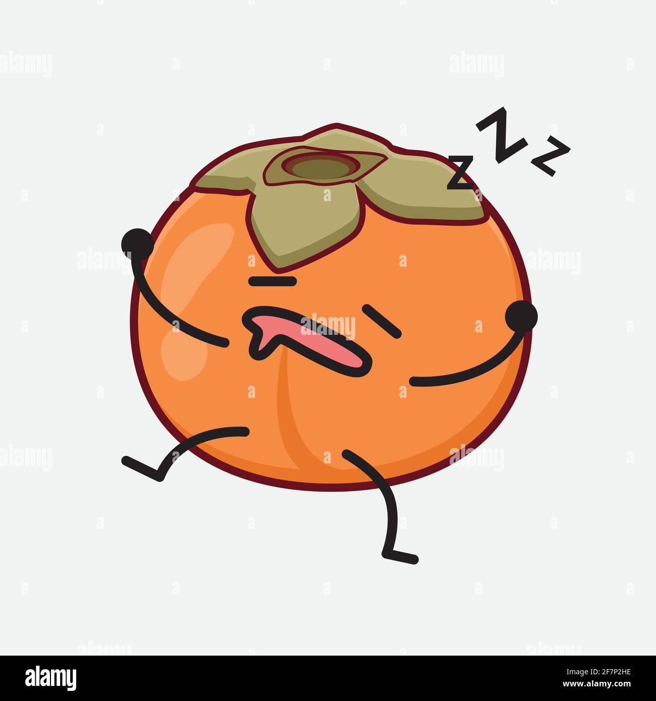 Vector Illustration of Persimmon Character with cute face, simple hands ...