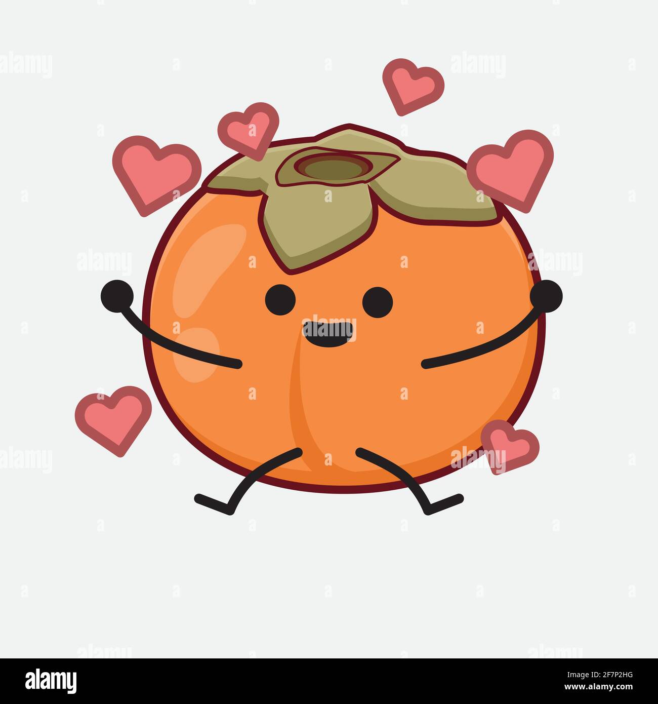 Vector Illustration of Persimmon Character with cute face, simple hands ...