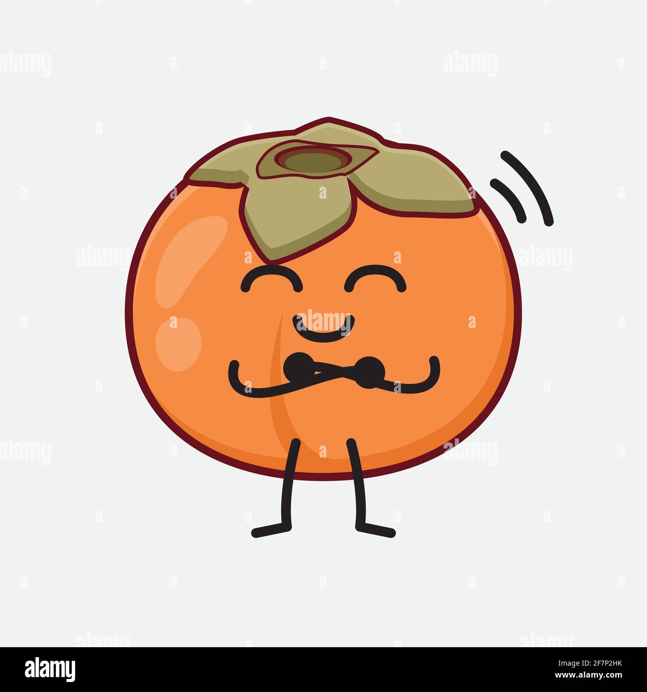 Vector Illustration of Persimmon Character with cute face, simple hands ...