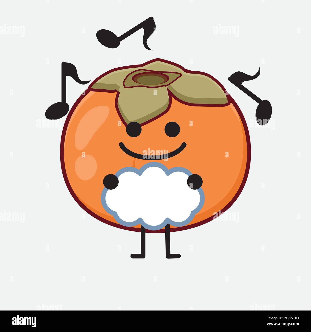 Vector Illustration of Persimmon Character with cute face, simple hands ...