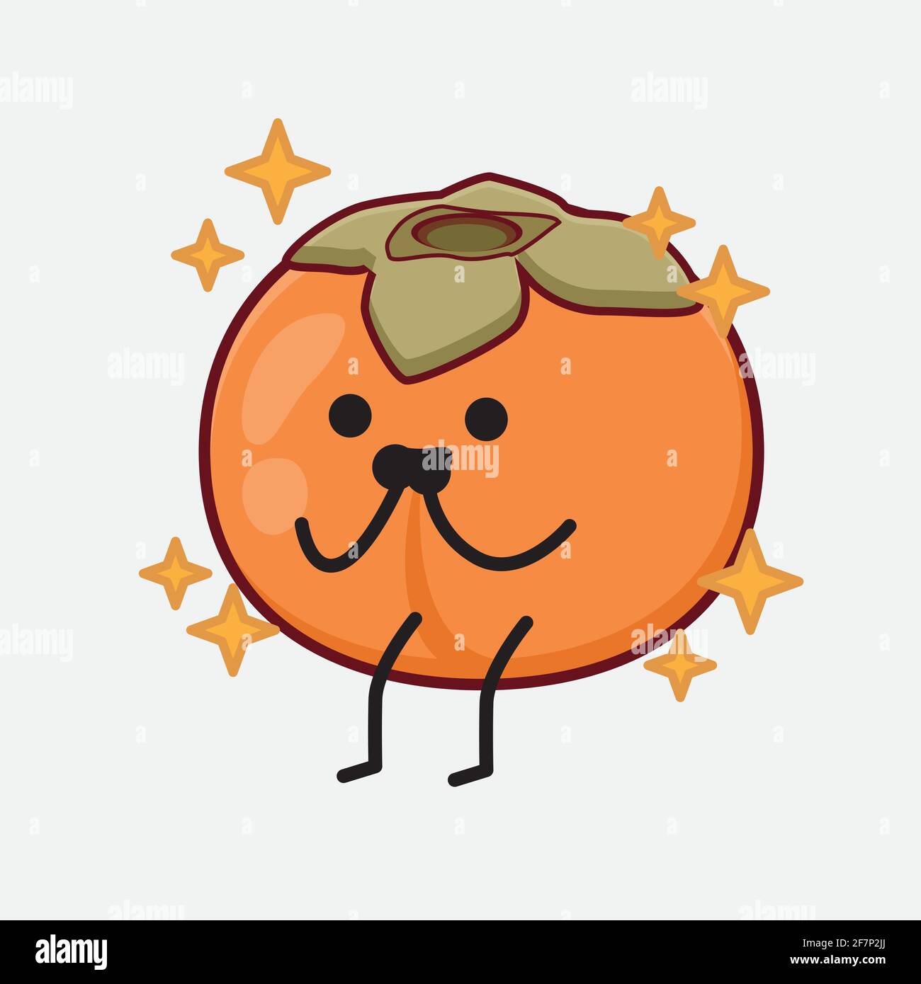 Vector Illustration of Persimmon Character with cute face, simple hands ...