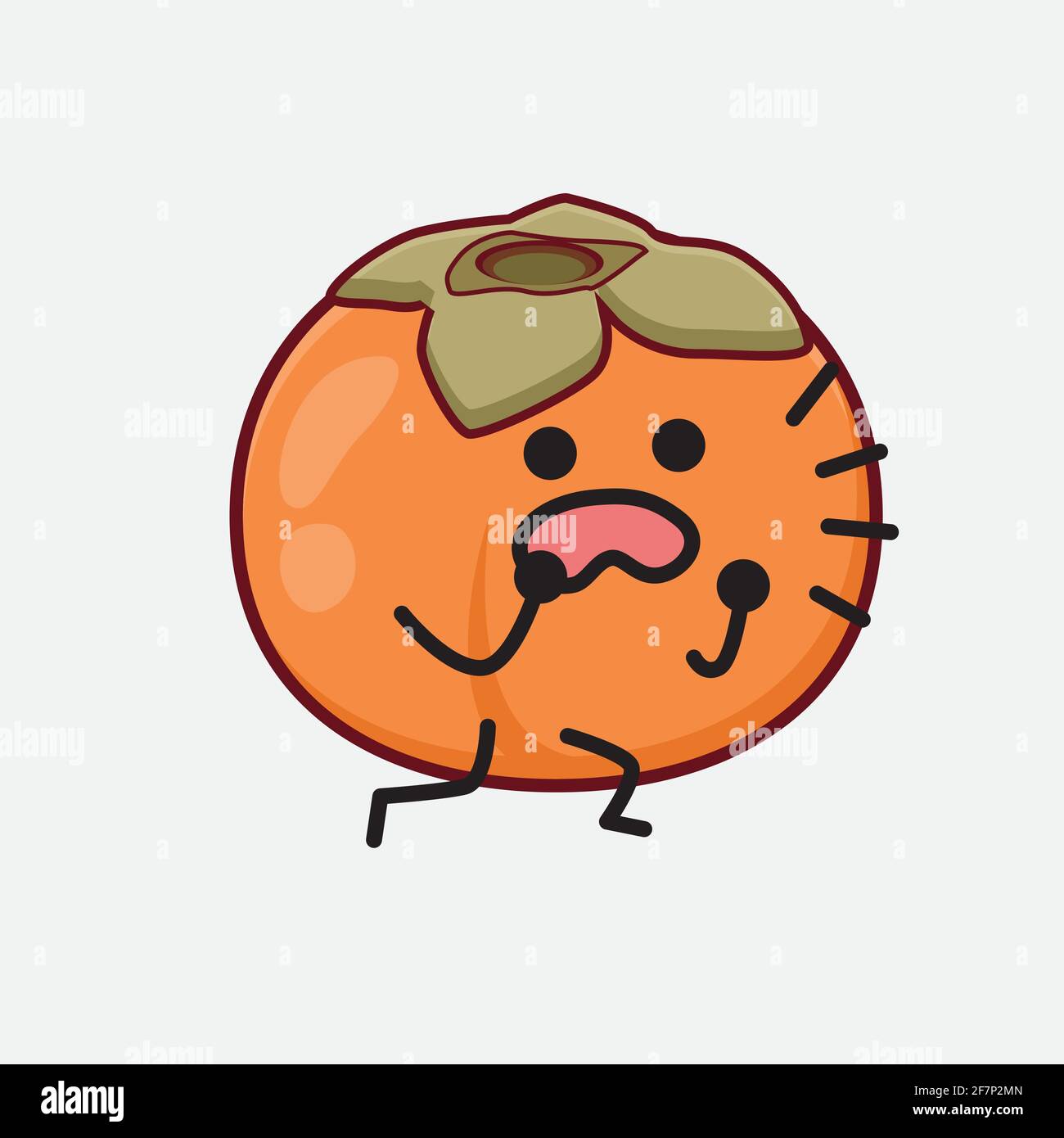 Vector Illustration of Persimmon Character with cute face, simple hands ...