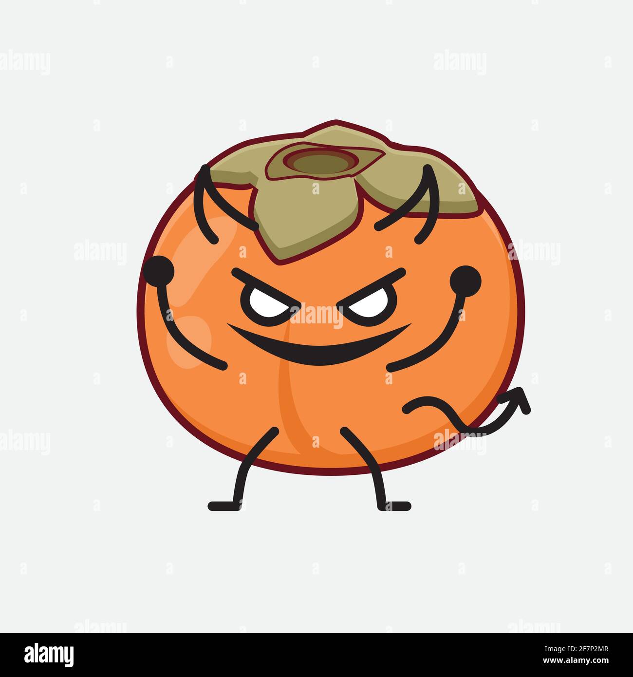 Vector Illustration of Persimmon Character with cute face, simple hands ...