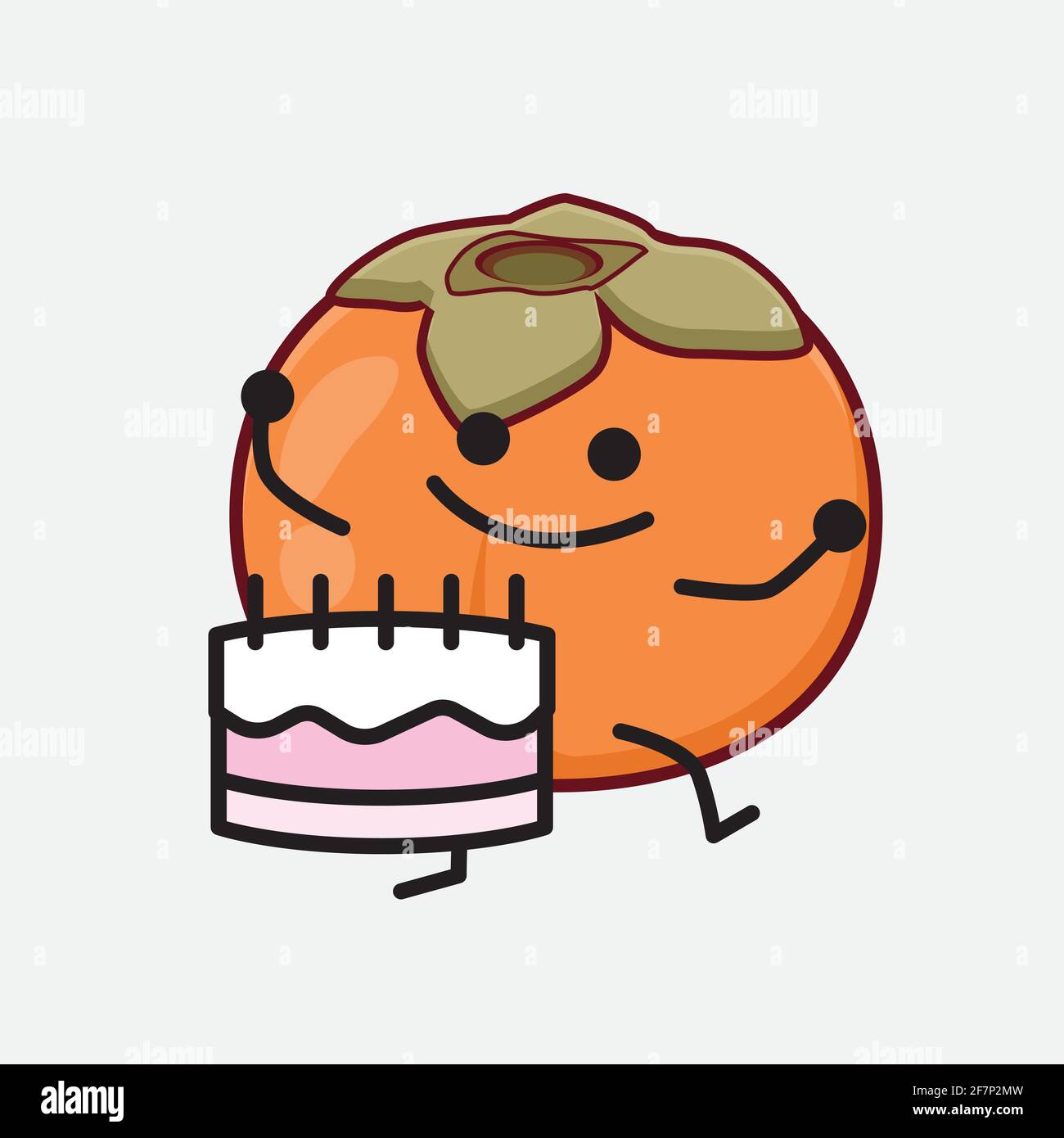 Vector Illustration of Persimmon Character with cute face, simple hands ...