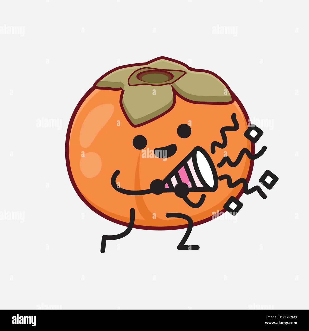 Vector Illustration of Persimmon Character with cute face, simple hands ...