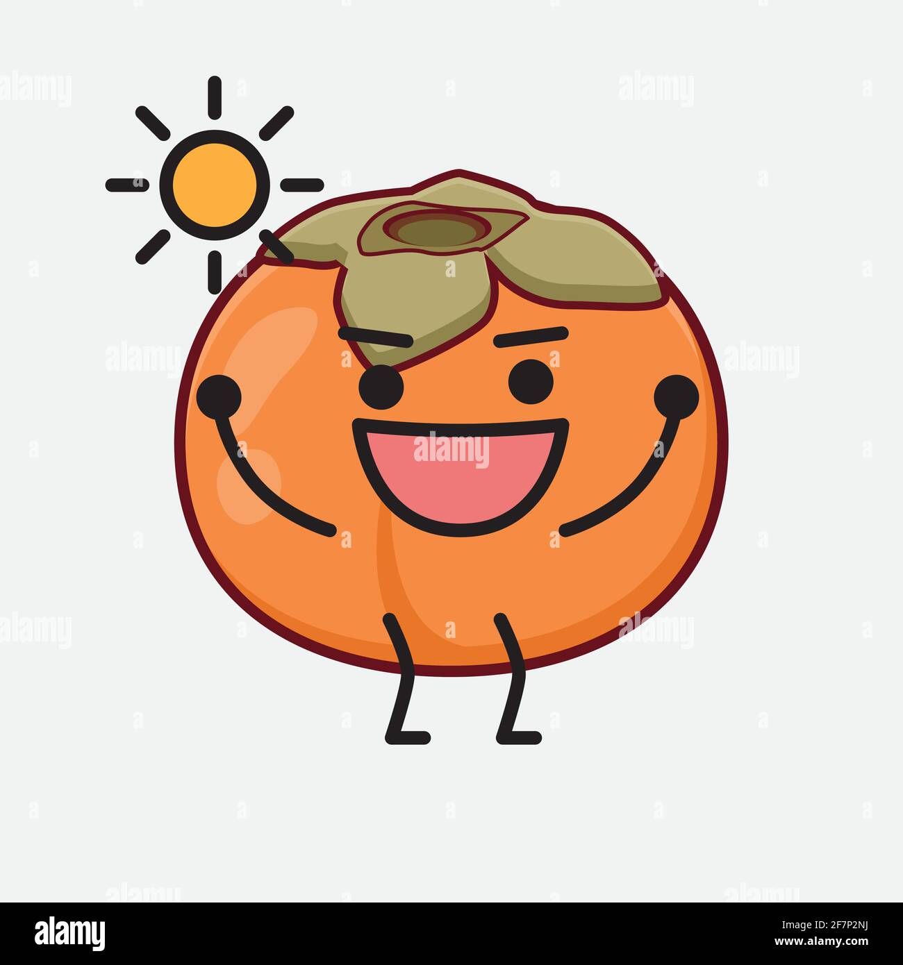 Vector Illustration of Persimmon Character with cute face, simple hands ...