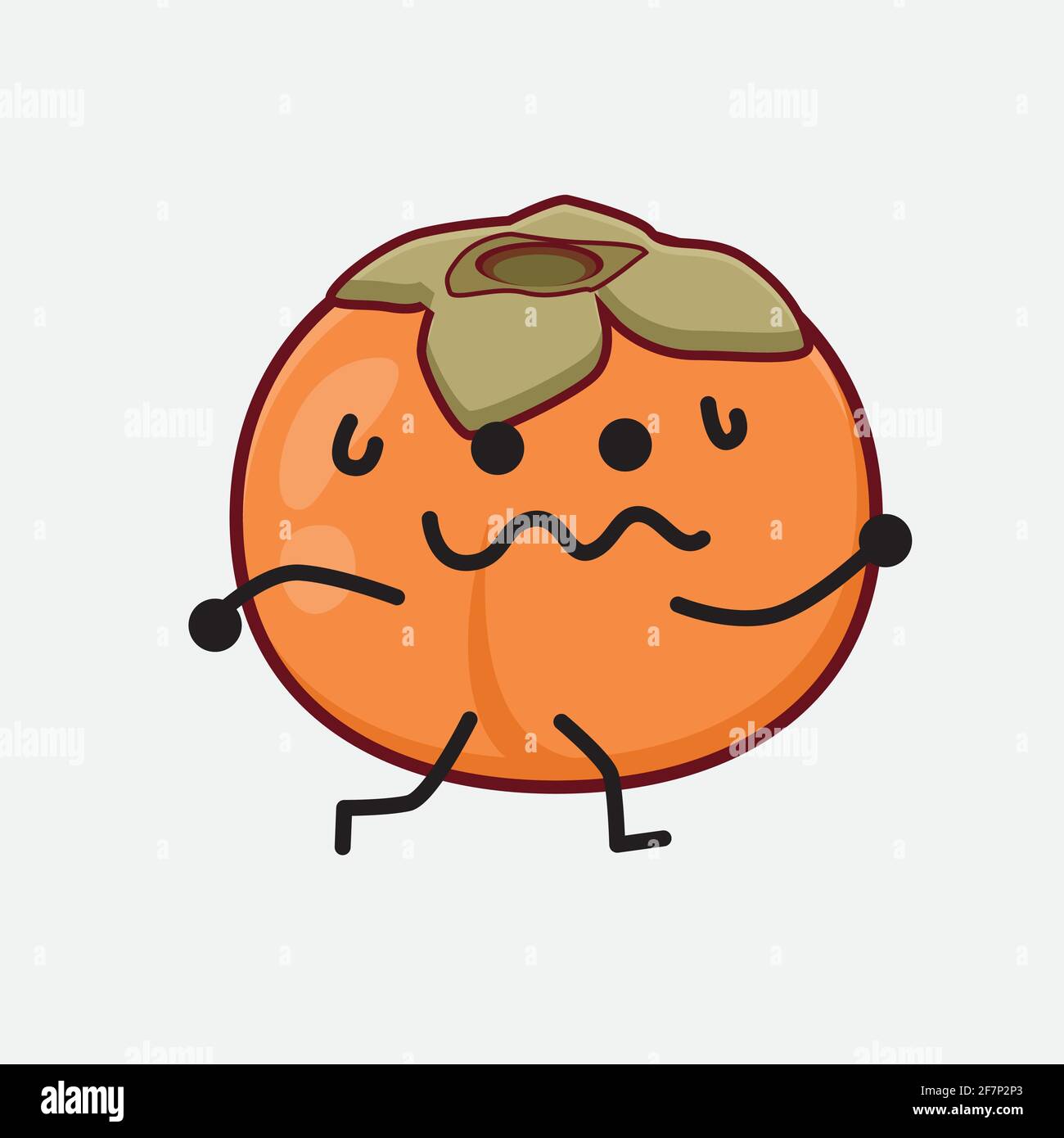 Vector Illustration of Persimmon Character with cute face, simple hands ...