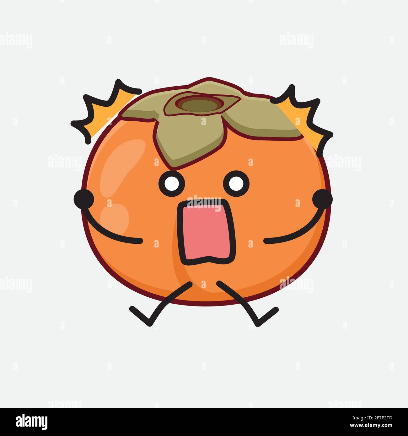 Vector Illustration of Persimmon Character with cute face, simple hands ...