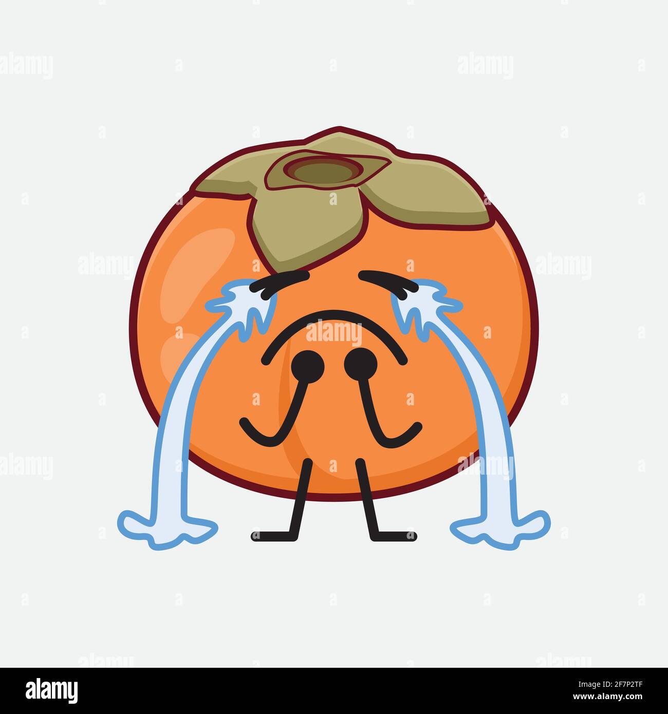 Vector Illustration of Persimmon Character with cute face, simple hands ...