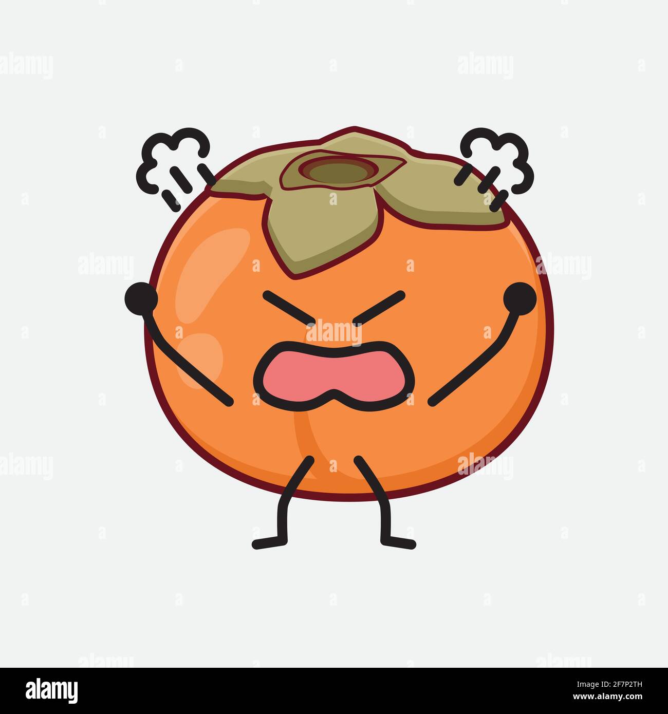 Vector Illustration of Persimmon Character with cute face, simple hands ...