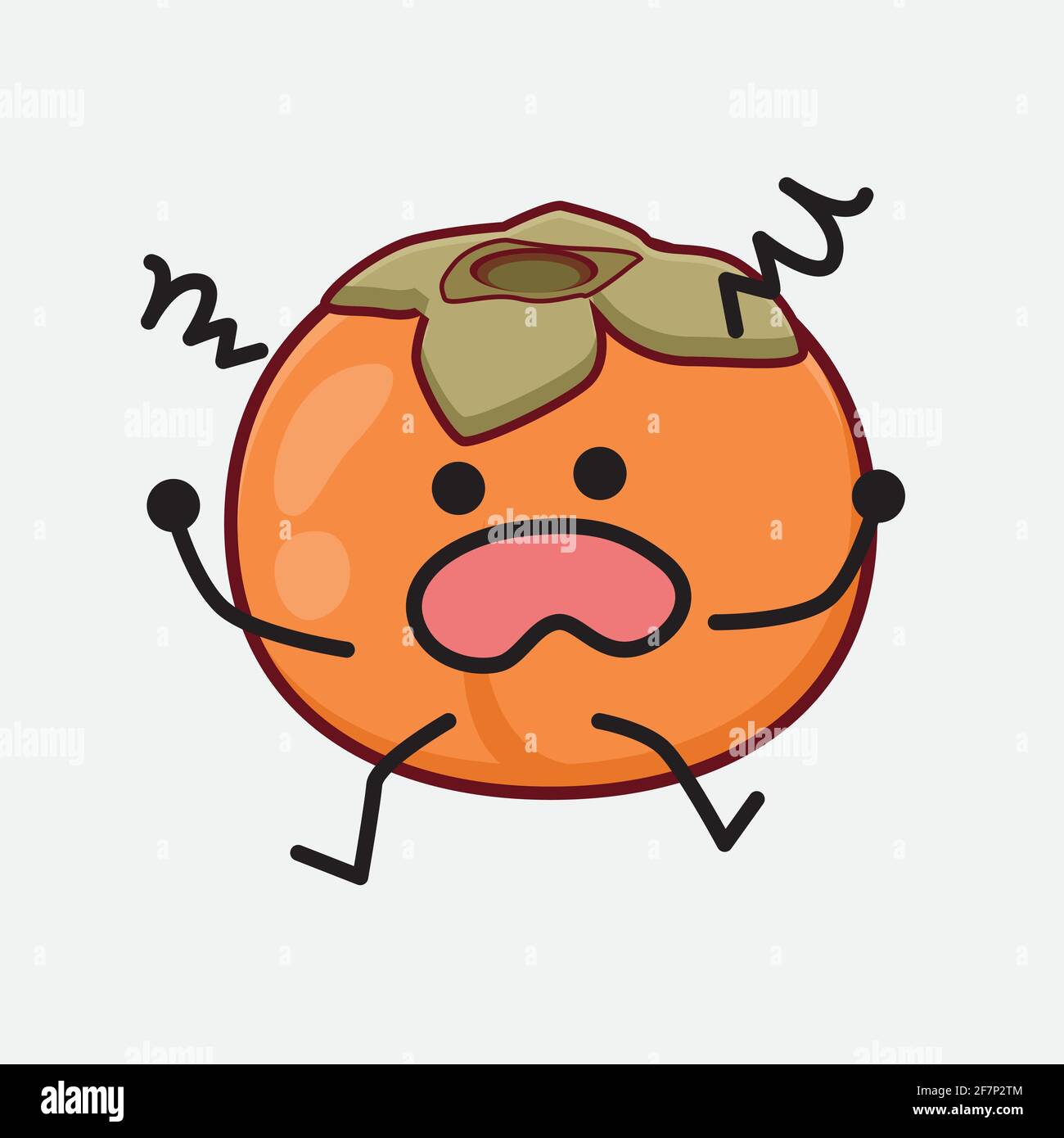Vector Illustration of Persimmon Character with cute face, simple hands ...