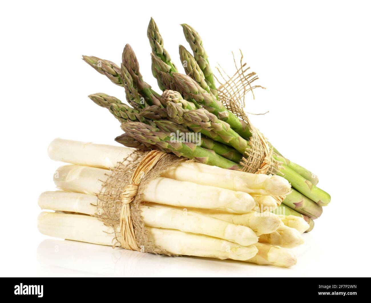 Green and White Asparagus Bundles on white Background Stock Photo - Alamy