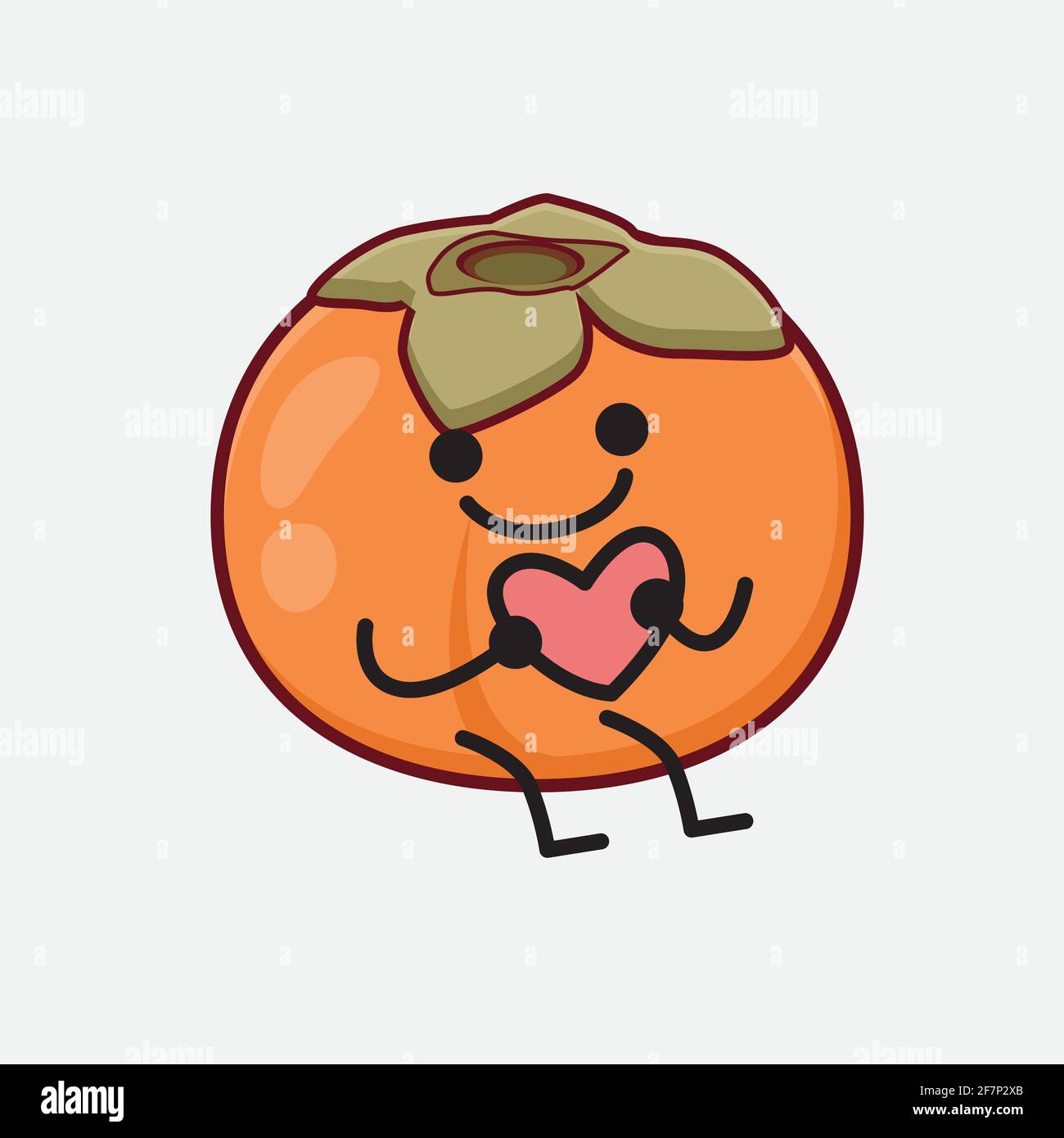 Vector Illustration of Persimmon Character with cute face, simple hands ...