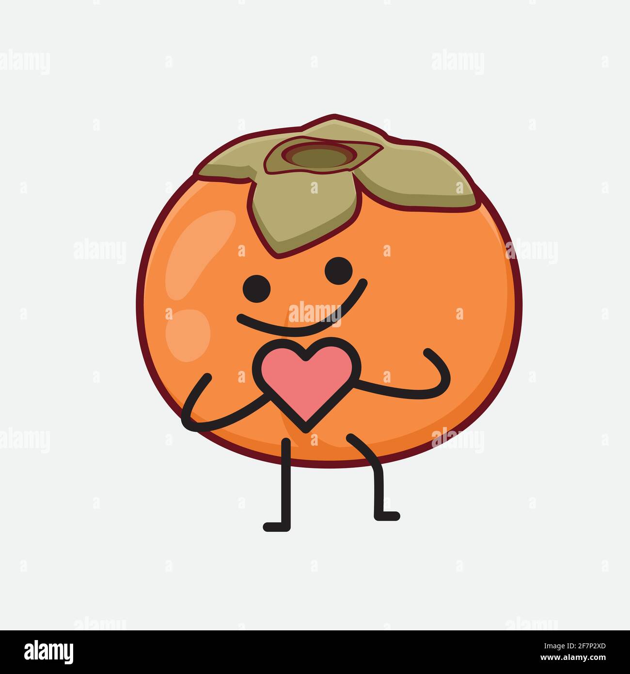 Vector Illustration of Persimmon Character with cute face, simple hands ...