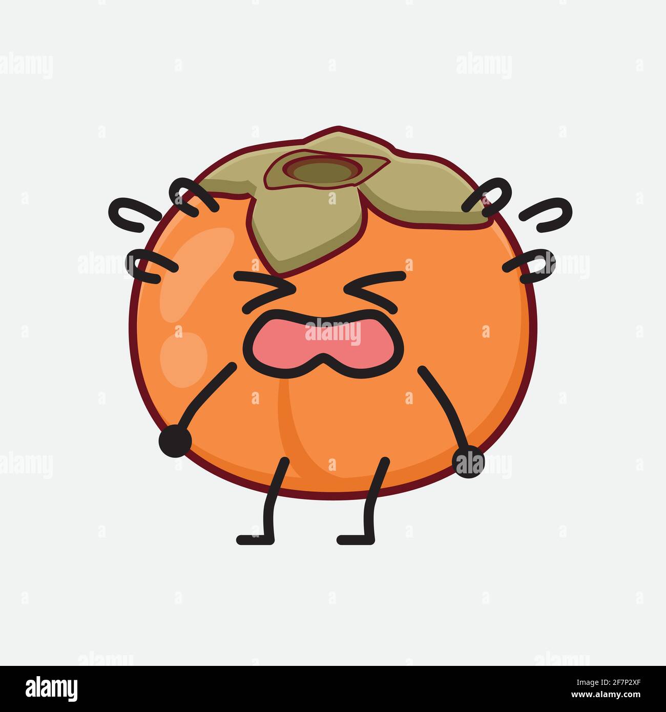 Vector Illustration of Persimmon Character with cute face, simple hands ...