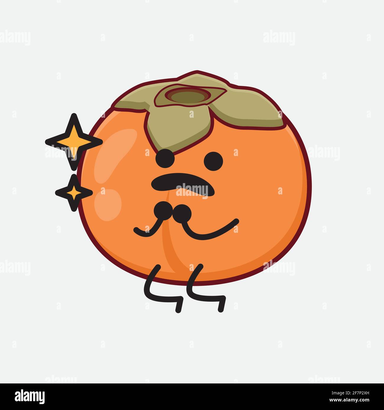 Vector Illustration of Persimmon Character with cute face, simple hands ...