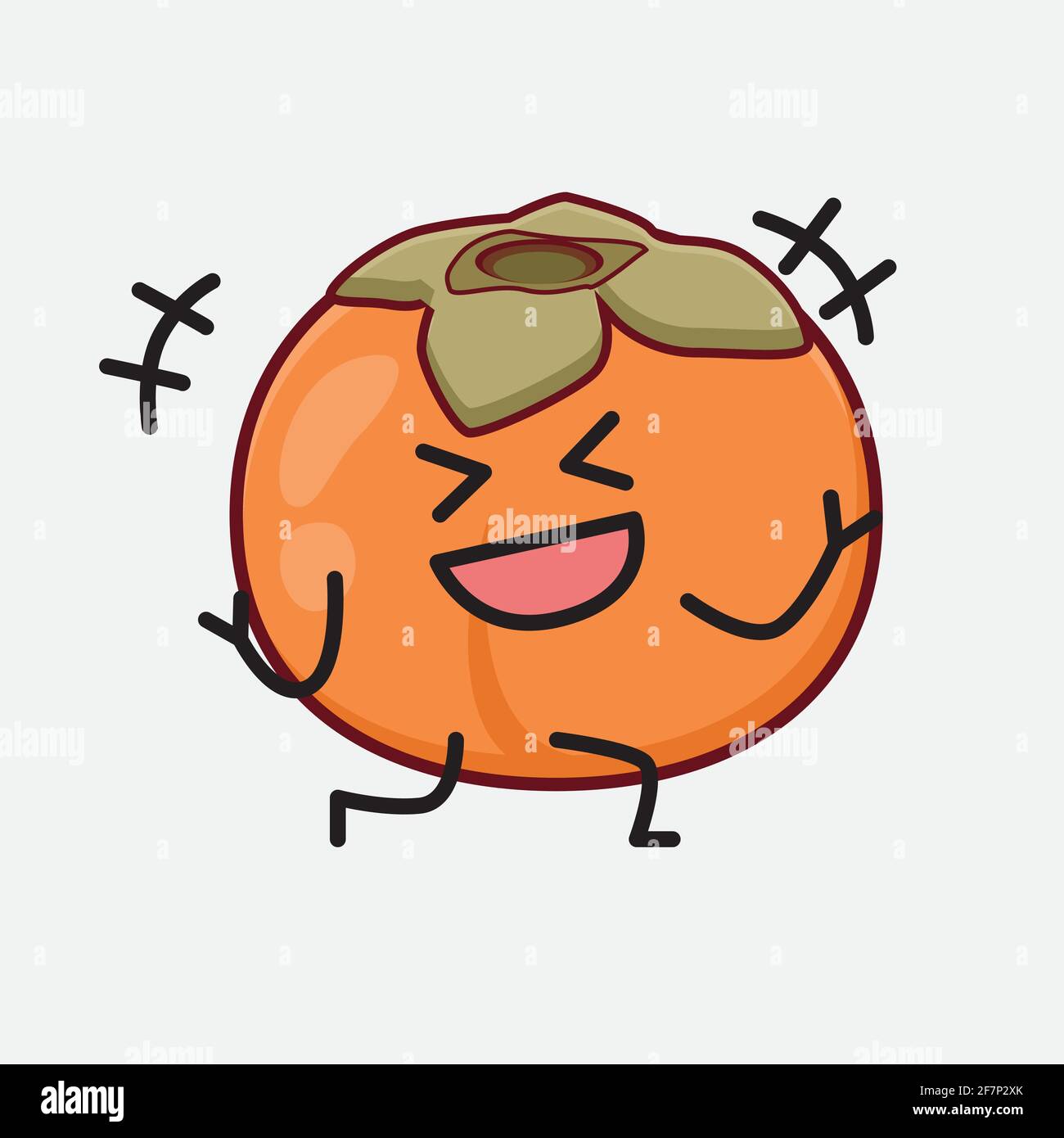 Vector Illustration of Persimmon Character with cute face, simple hands ...
