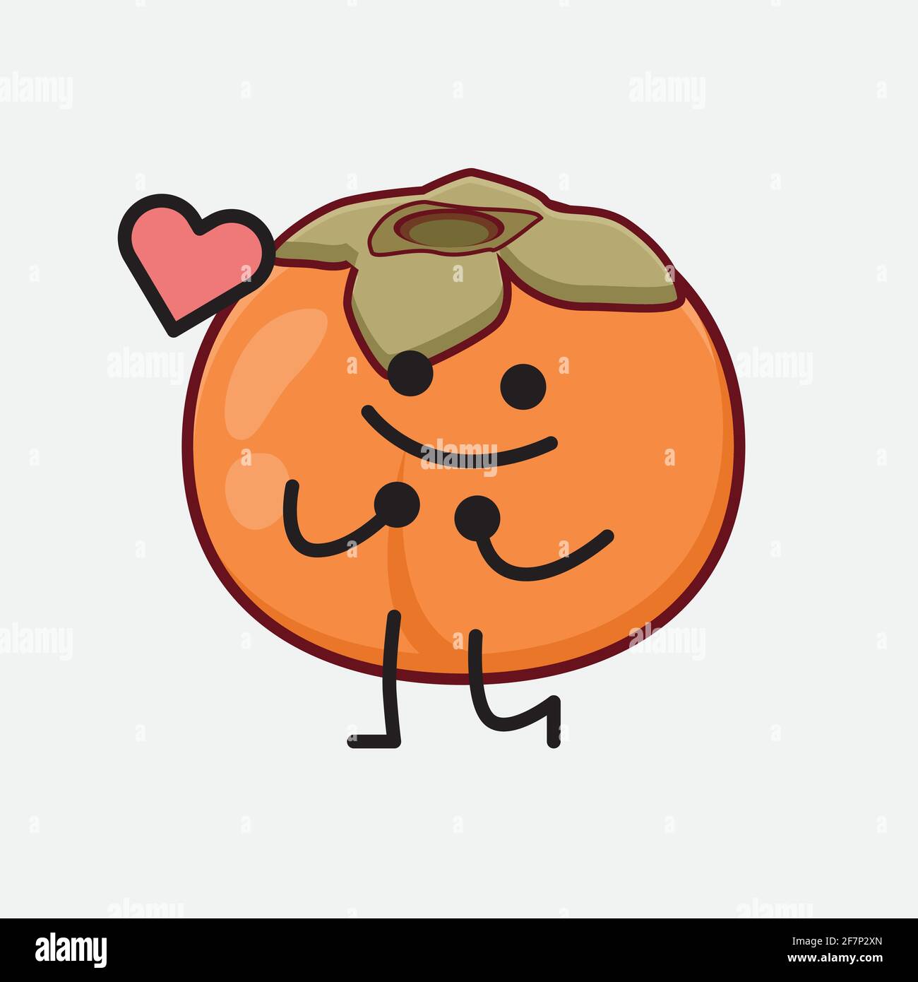 Vector Illustration of Persimmon Character with cute face, simple hands ...