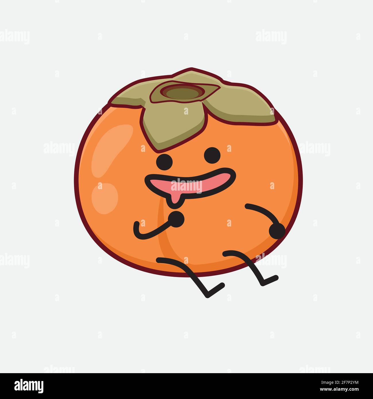 Vector Illustration of Persimmon Character with cute face, simple hands ...