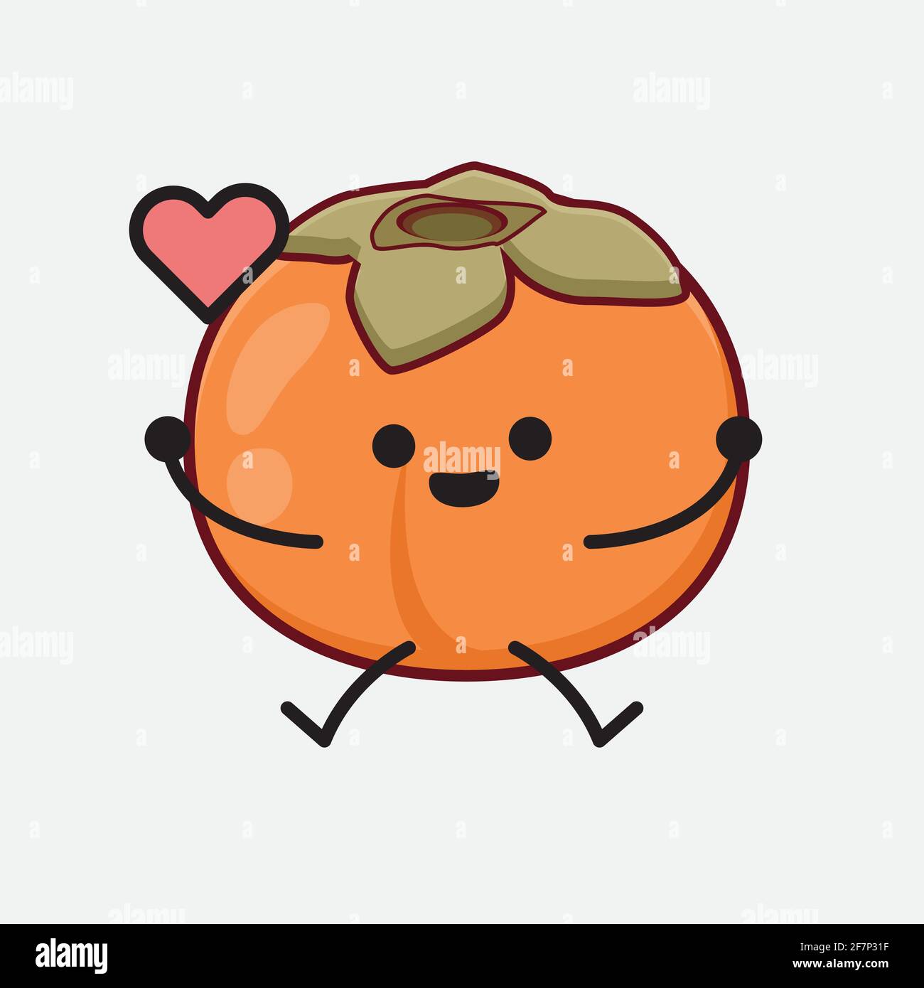 Vector Illustration of Persimmon Character with cute face, simple hands ...