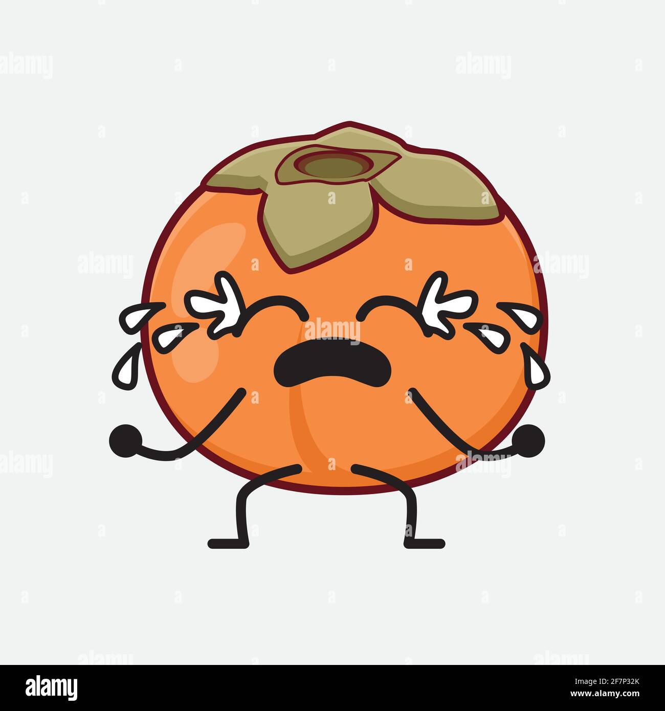 Vector Illustration of Persimmon Character with cute face, simple hands ...