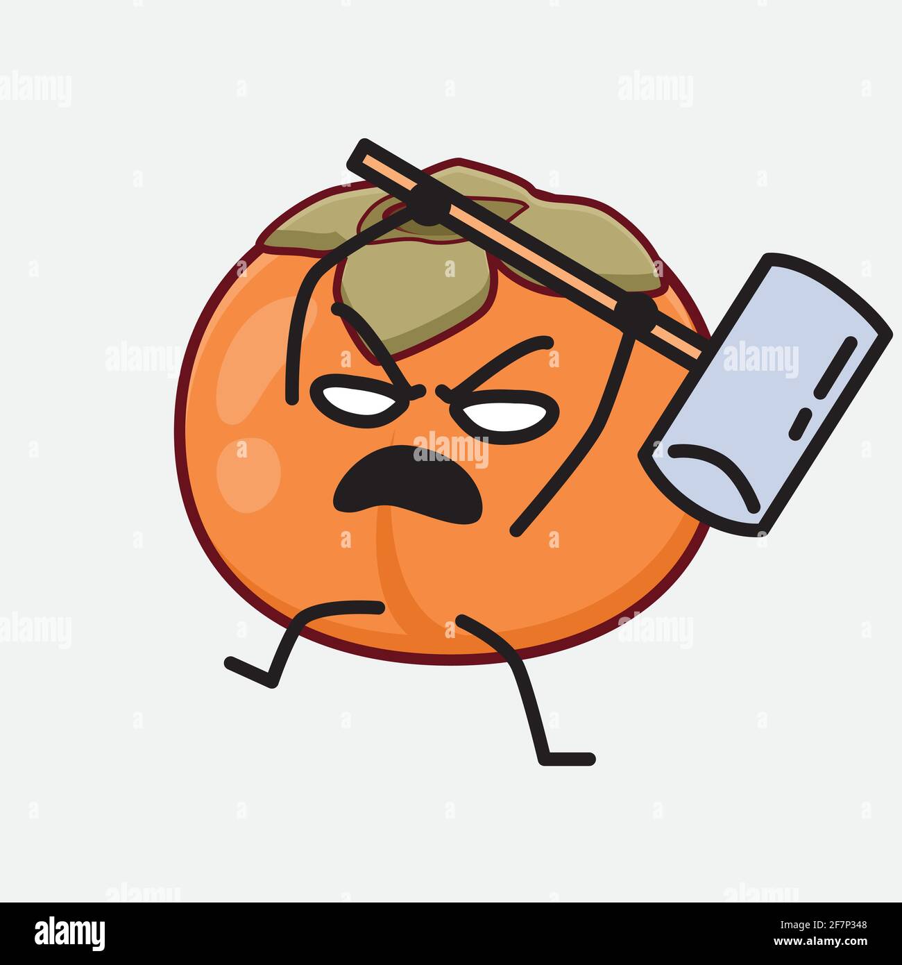 Vector Illustration of Persimmon Character with cute face, simple hands ...