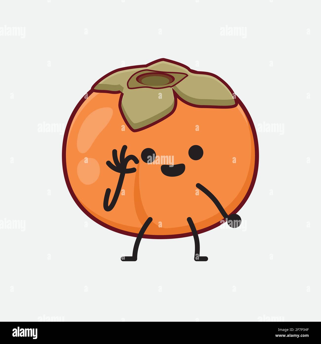 Vector Illustration of Persimmon Character with cute face, simple hands ...