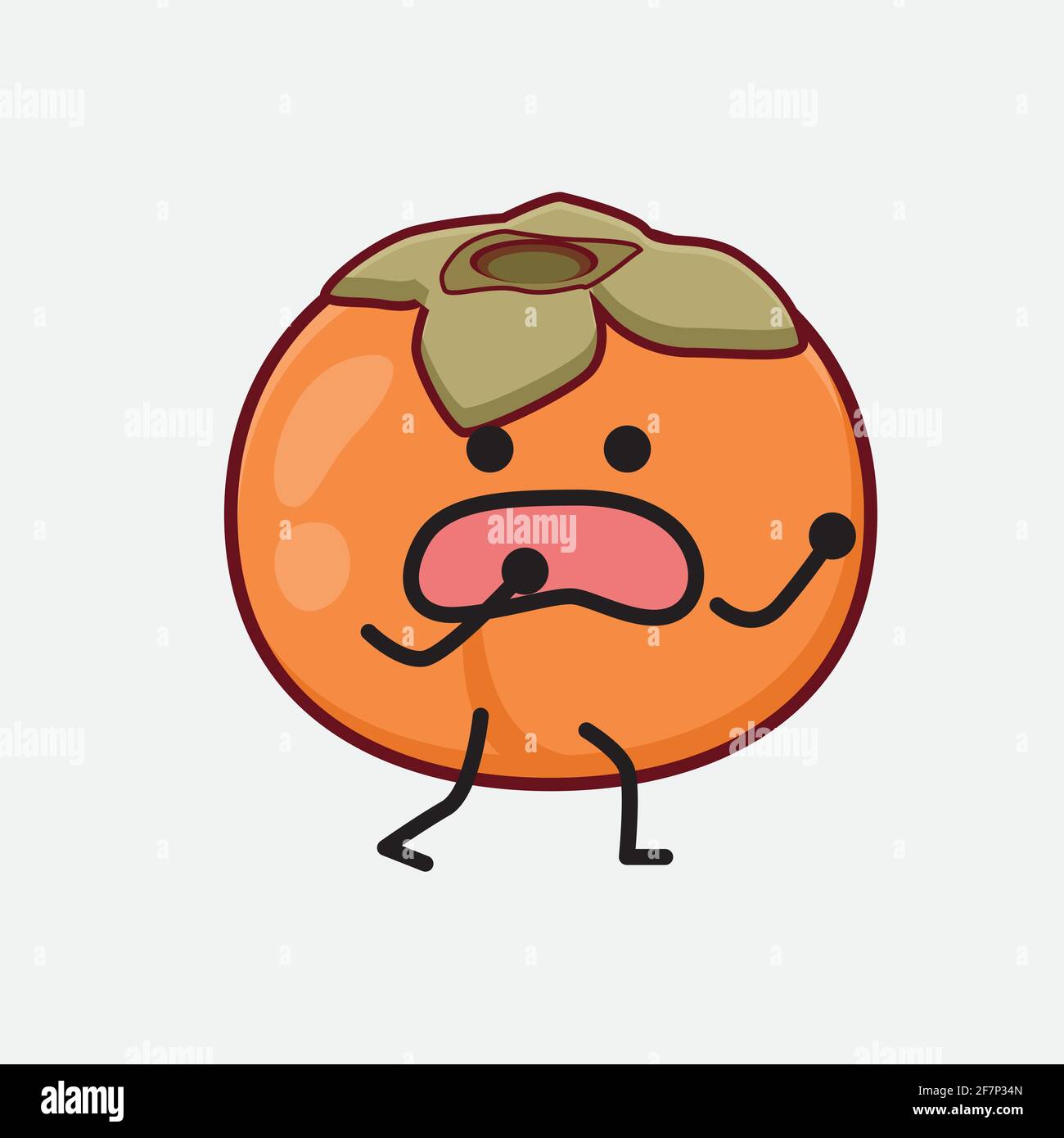 Vector Illustration of Persimmon Character with cute face, simple hands ...