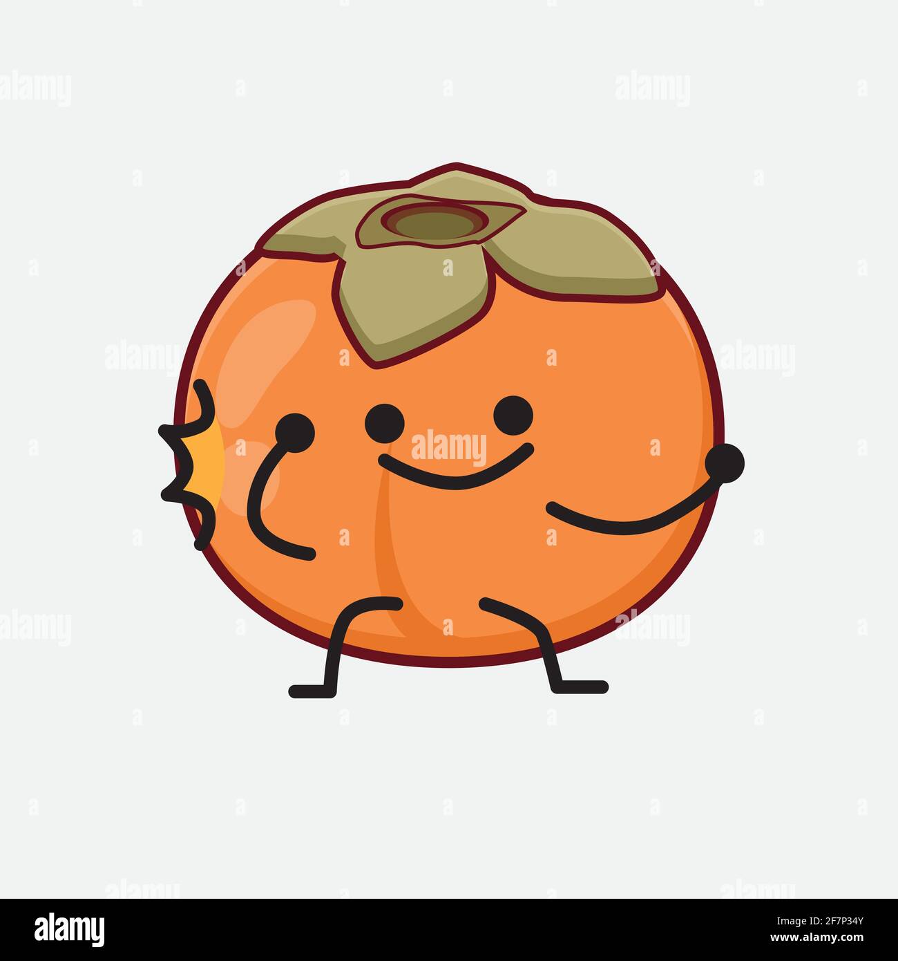 Vector Illustration of Persimmon Character with cute face, simple hands ...