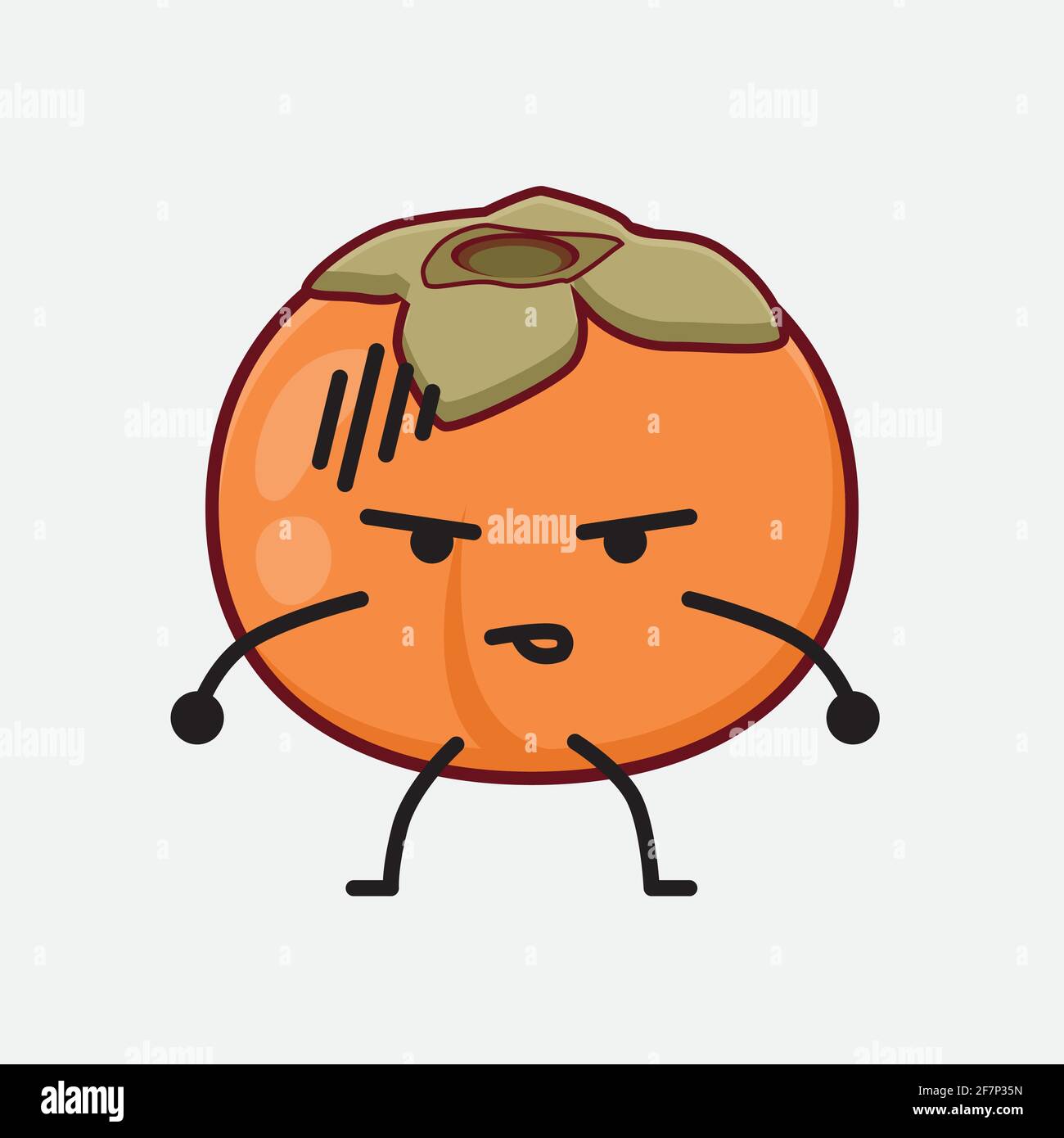 Vector Illustration of Persimmon Character with cute face, simple hands ...
