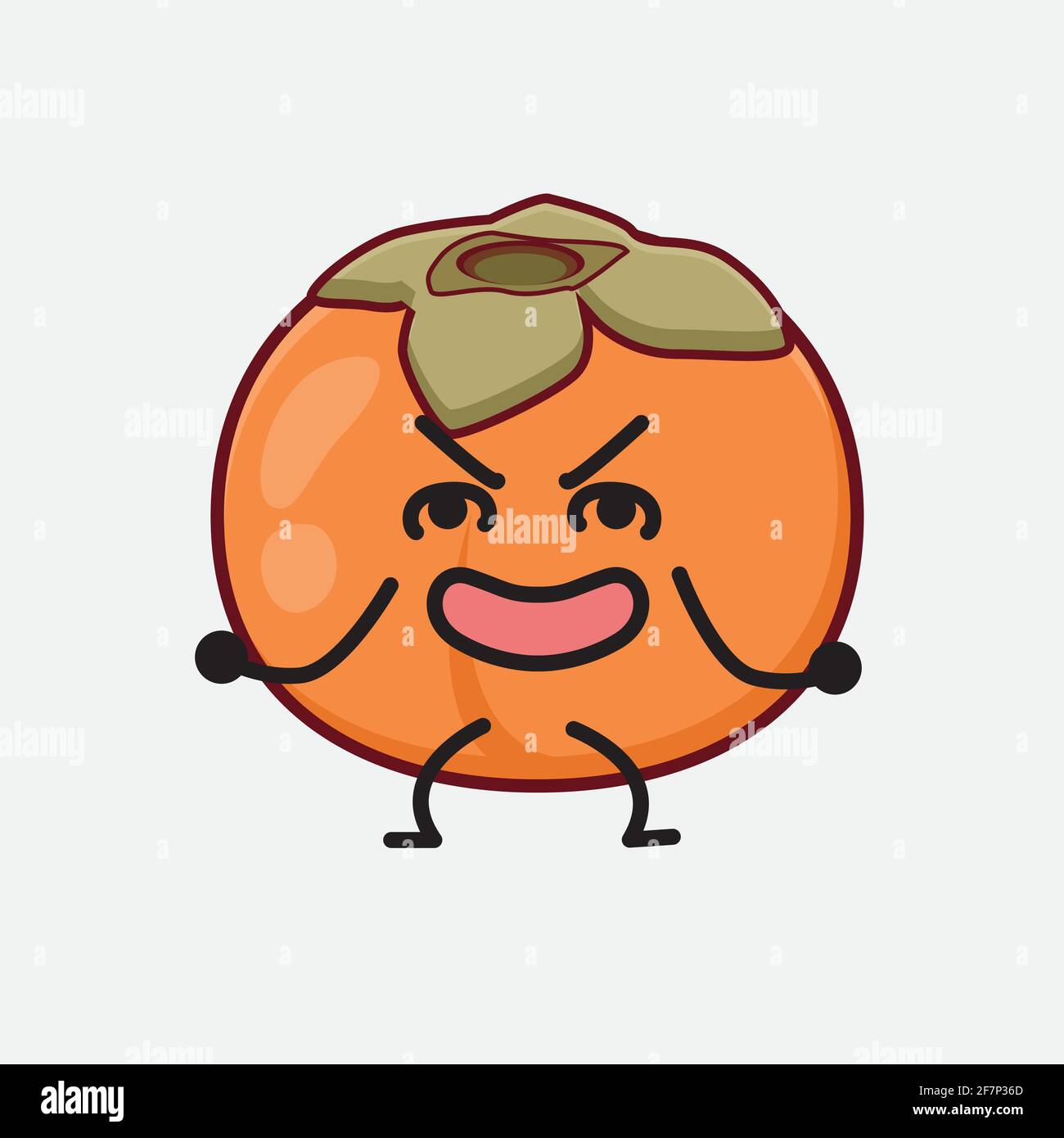 Vector Illustration of Persimmon Character with cute face, simple hands ...