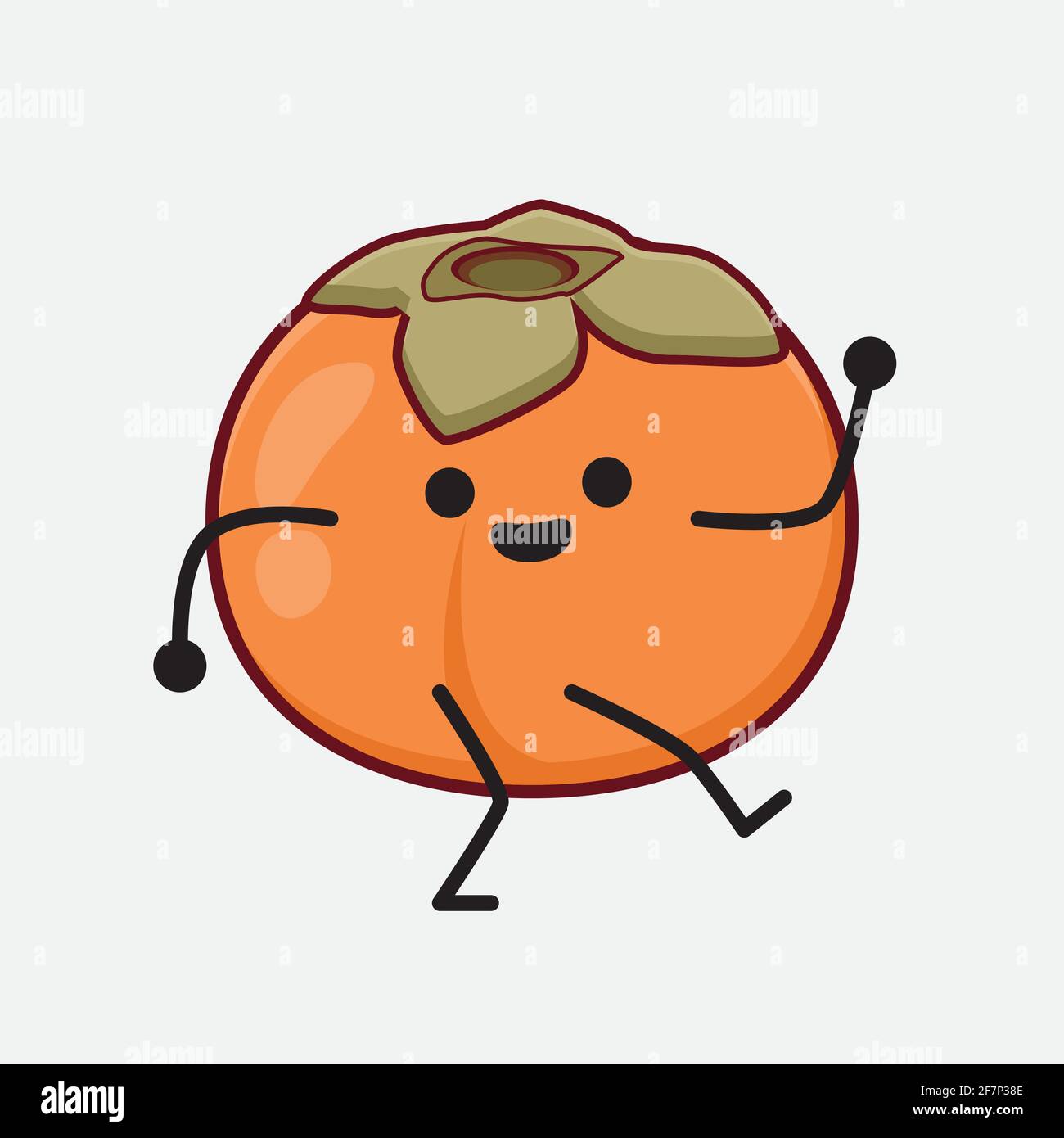 Vector Illustration of Persimmon Character with cute face, simple hands ...