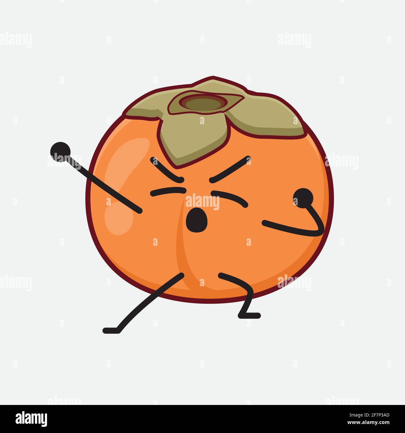 Vector Illustration of Persimmon Character with cute face, simple hands ...