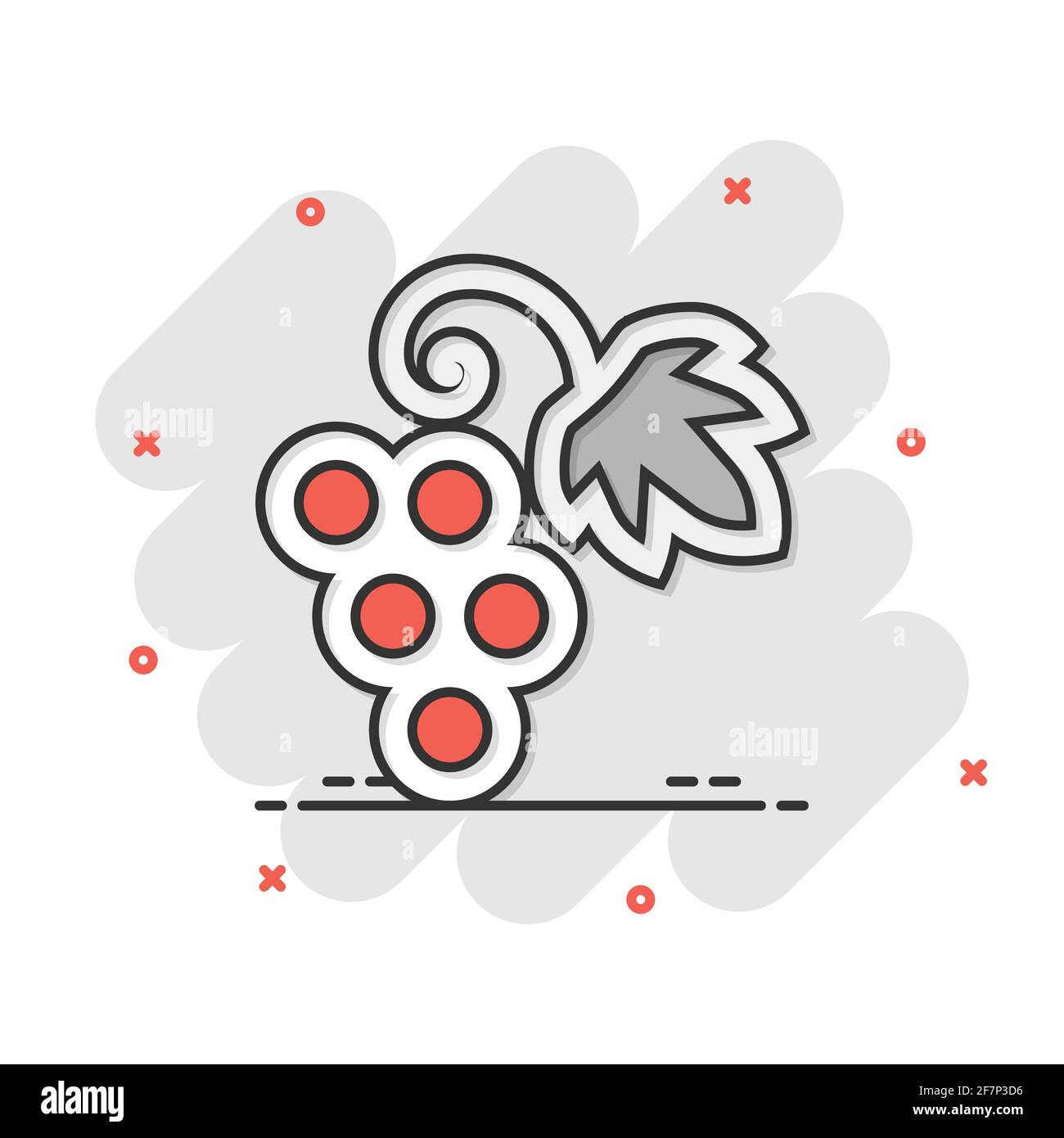 Grape fruits sign icon in comic style. Grapevine vector cartoon ...