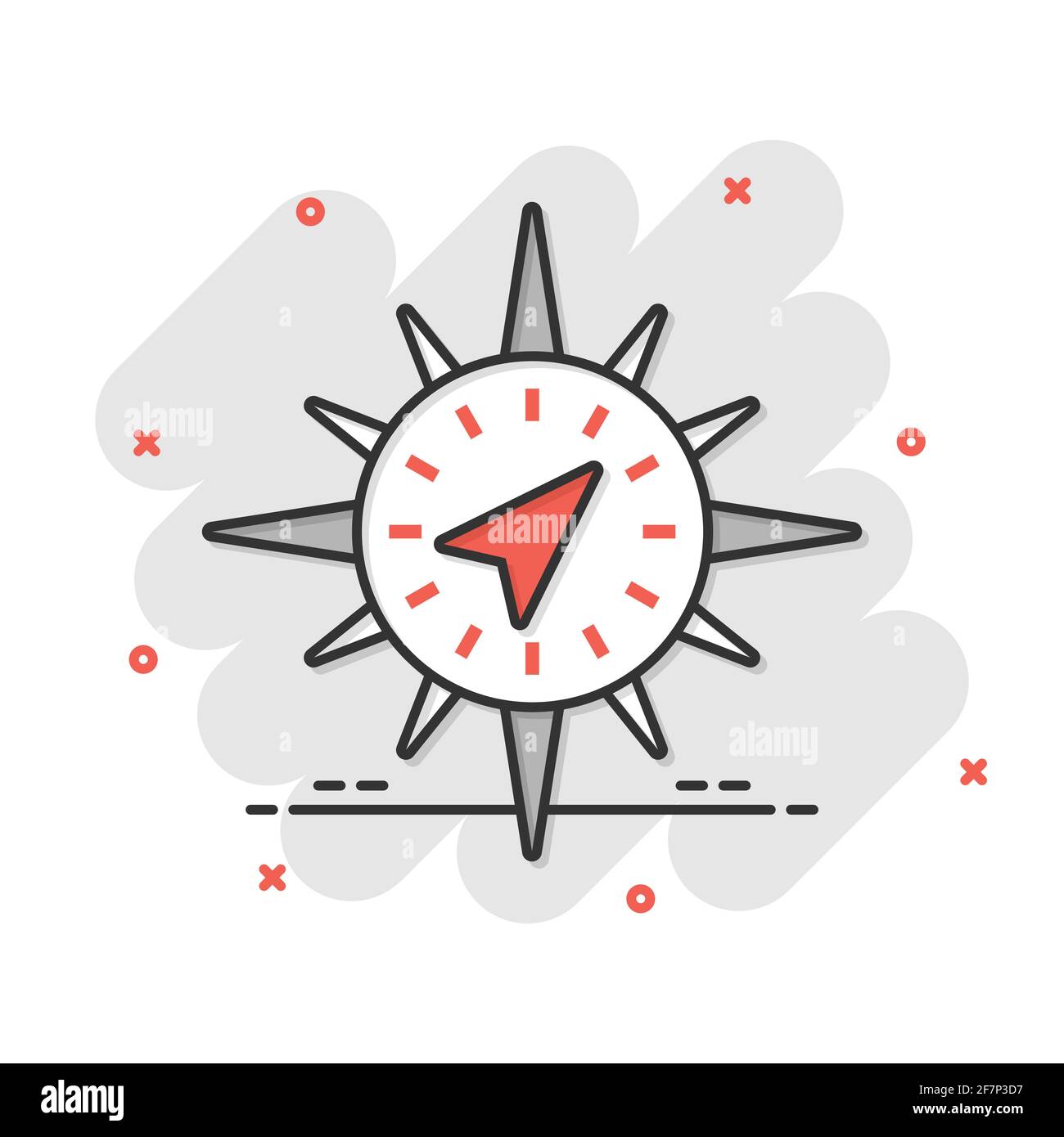 Global navigation icon in comic style. Compass gps vector cartoon ...