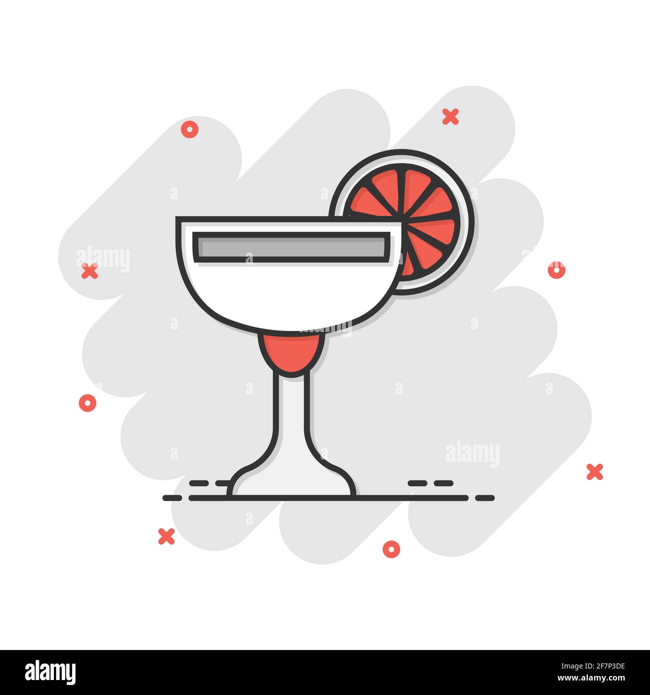 Alcohol cocktail icon in comic style. Drink glass vector cartoon ...