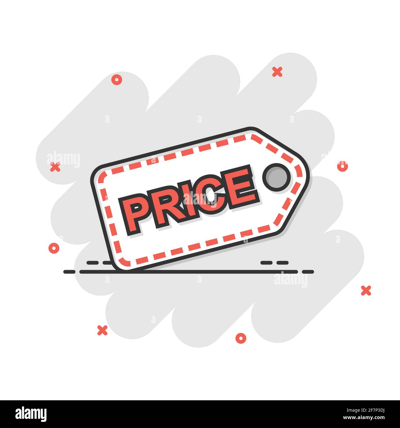 Price coupon icon in comic style. Price tag vector cartoon illustration ...