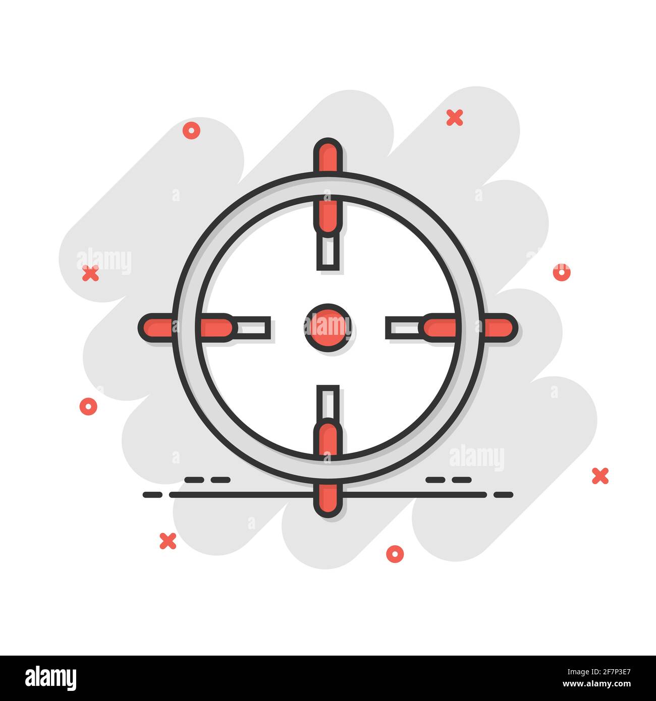 Shooting target vector icon in comic style. Aim sniper symbol cartoon ...