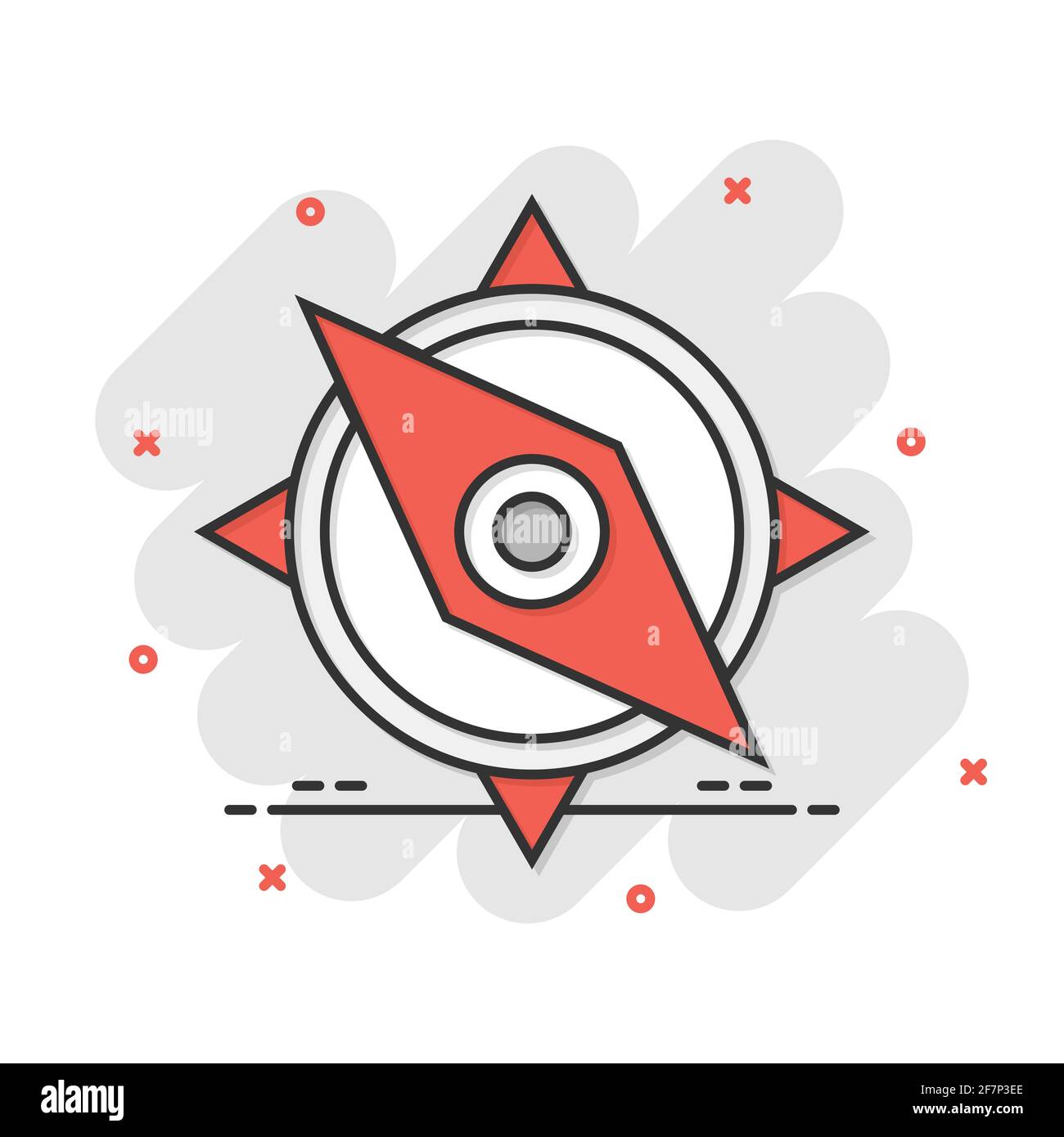 Global navigation icon in comic style. Compass gps vector cartoon ...